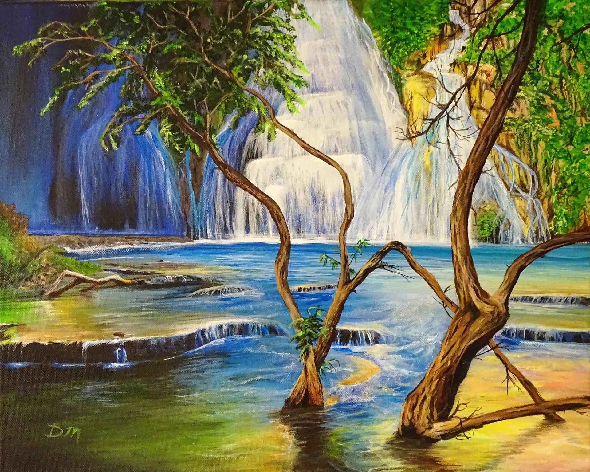 ArtStation - Waterfall [Acrylic Painting]