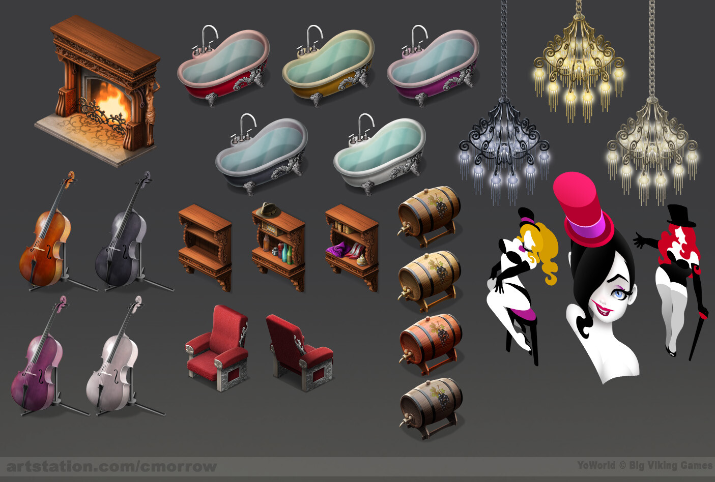 ArtStation - YoWorld Decor Items (Cabaret Theme)