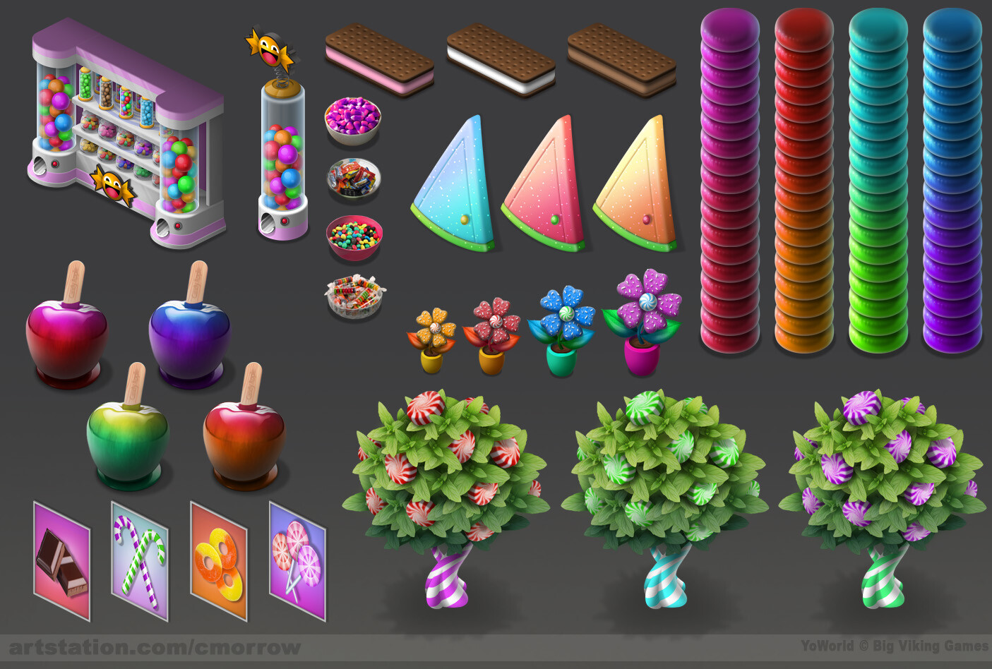 ArtStation - YoWorld Decor Items (Candy Theme)