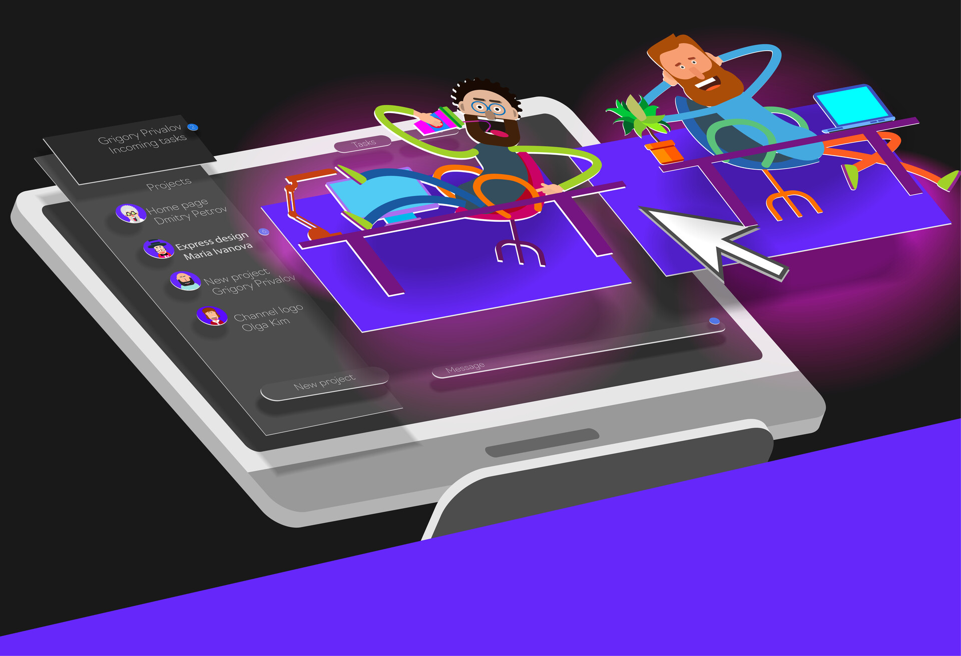 ArtStation - Messenger interface on the office computer screen with ...