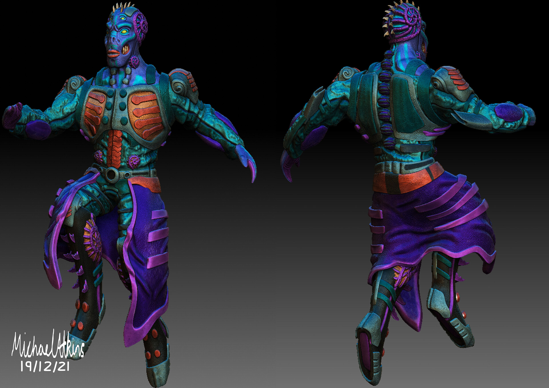 ArtStation - Michael Atkins 3D Snail Alien Sorcerer Character Sheet