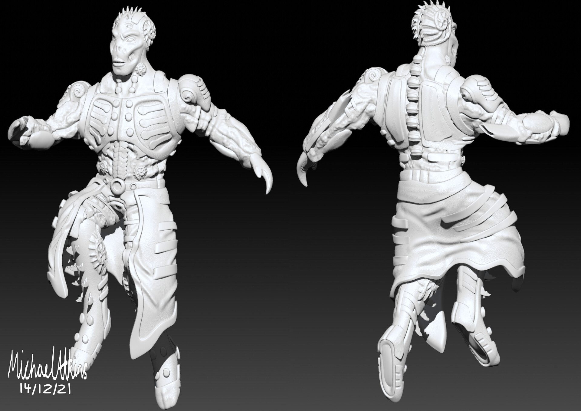 ArtStation - Michael Atkins 3D Snail Alien Sorcerer Character Sheet AO