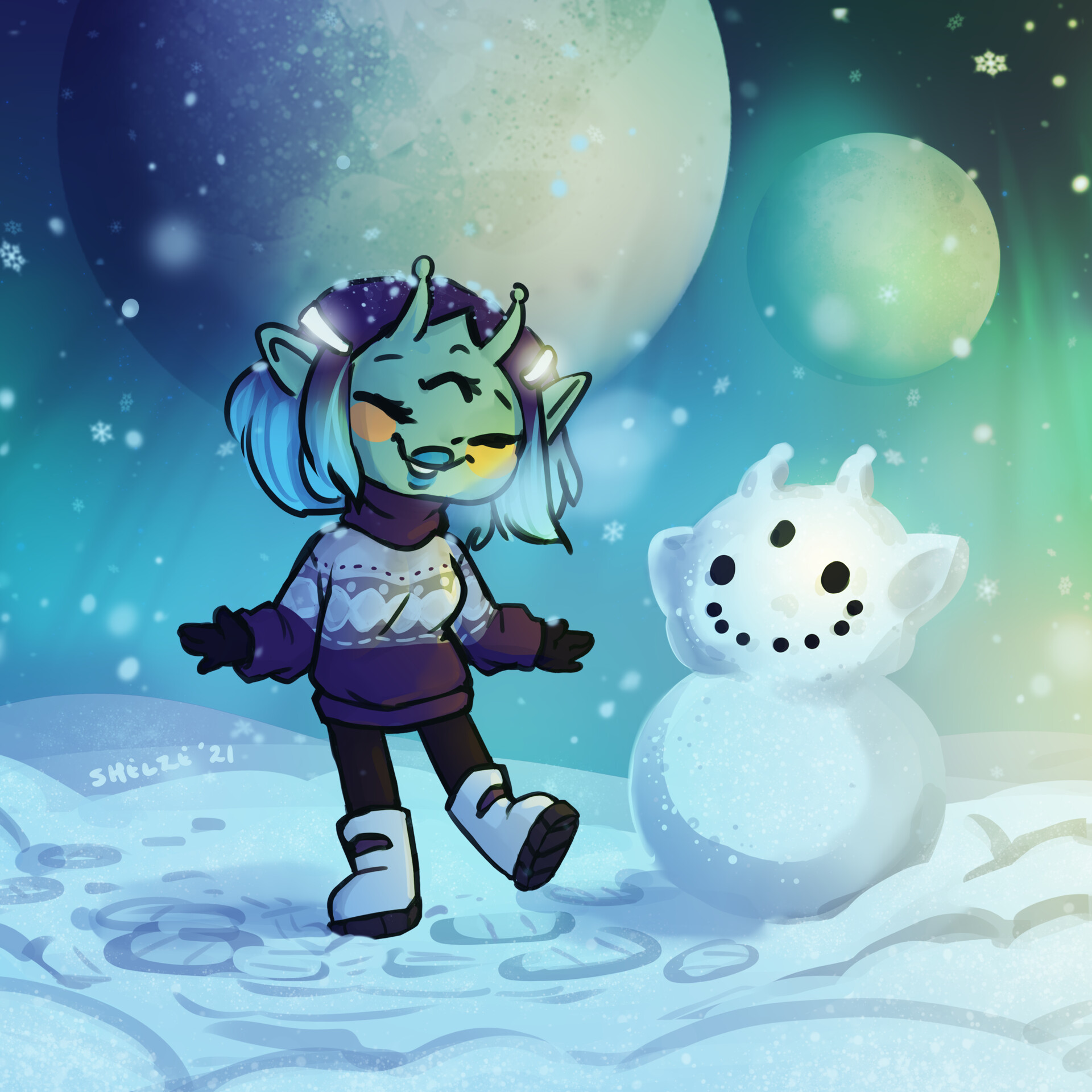 ArtStation - Snow-Covered Planets (her fave)