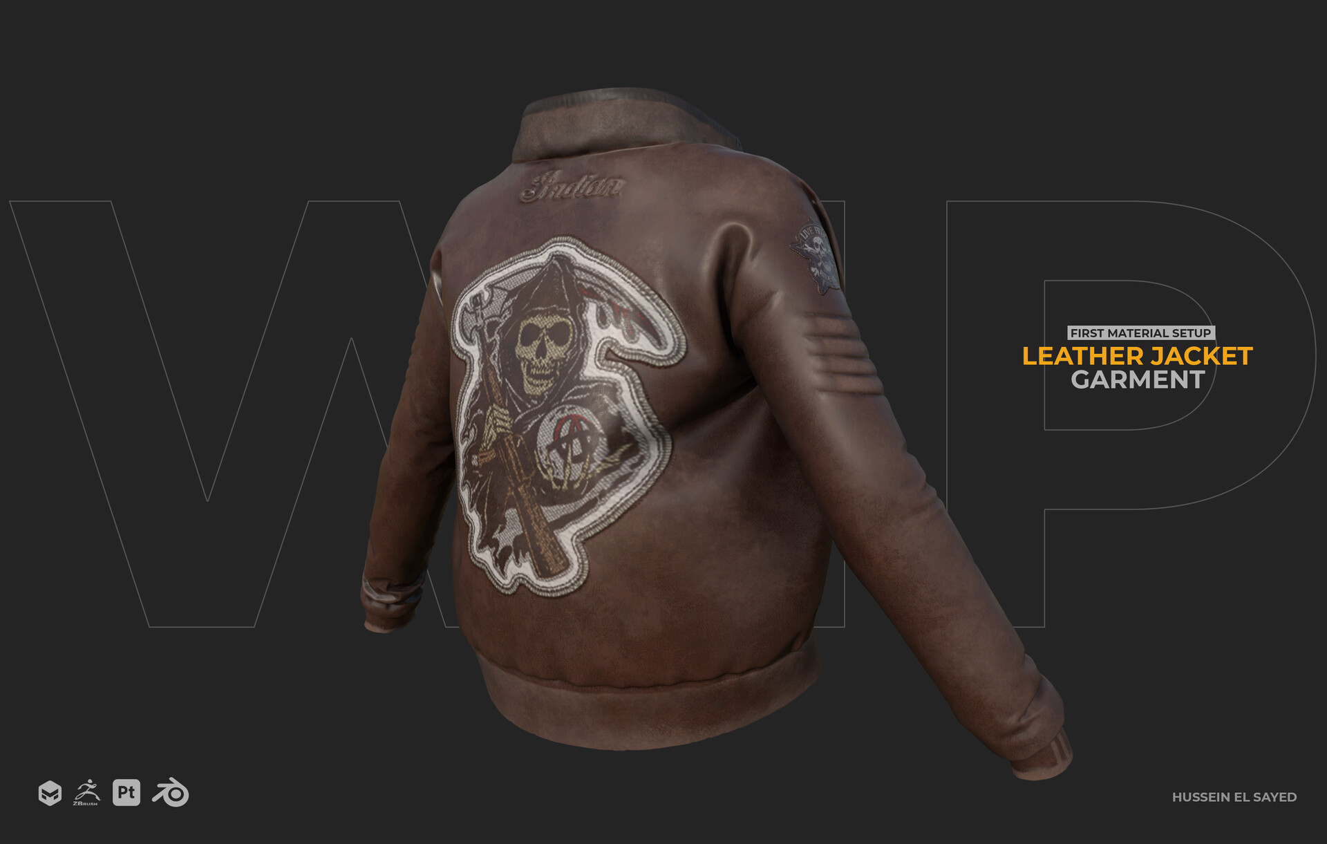 ArtStation - Leather Jacket Garment - Textured (1)