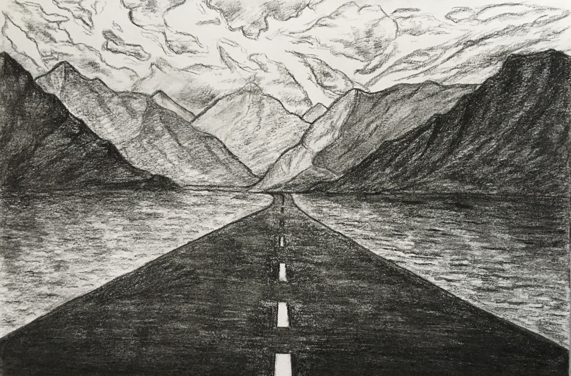 how to draw mountains in perspective