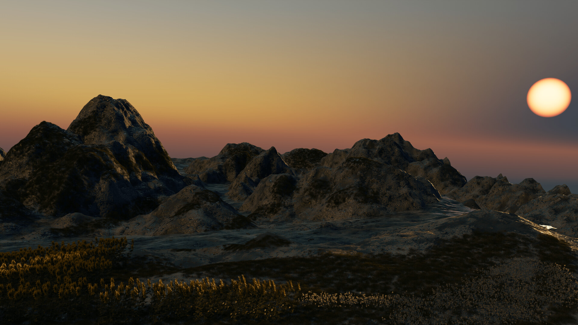 ArtStation - Moutain sunset