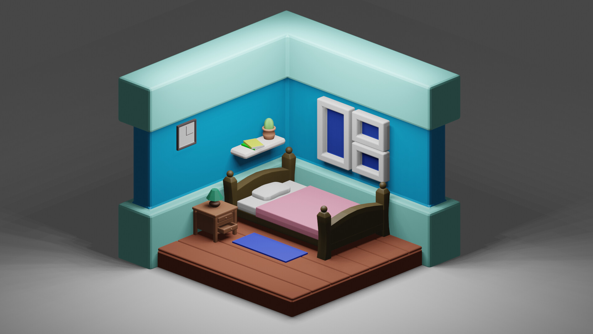 ArtStation - Low Poly Isometric Bedroom