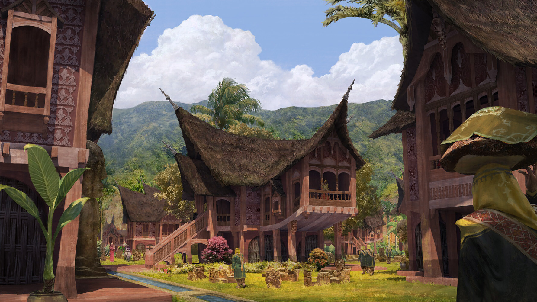 ArtStation - Rumah Gadang style of architecture town