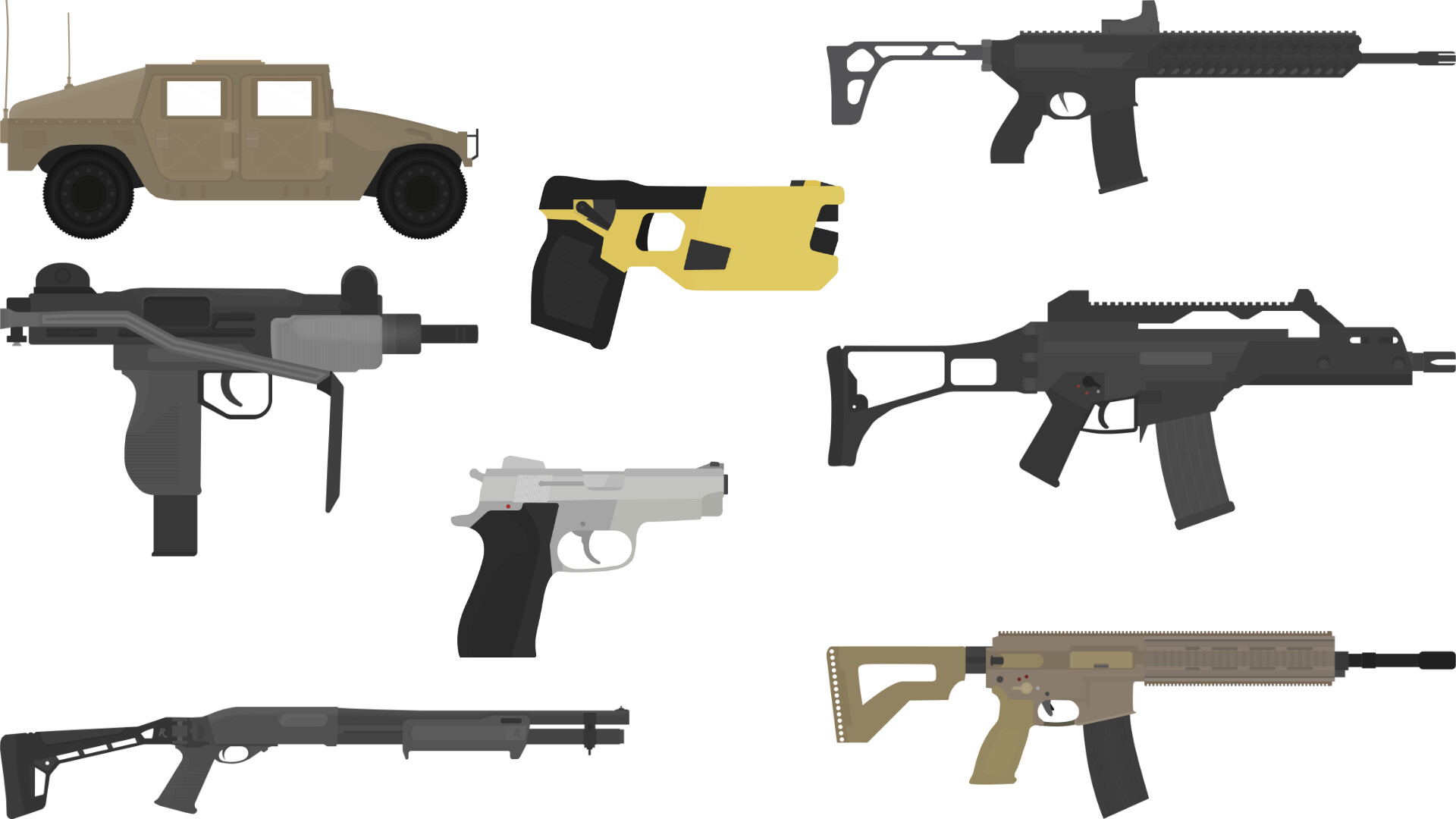 ArtStation - 2D Icon Designs | Firearms & Humvee