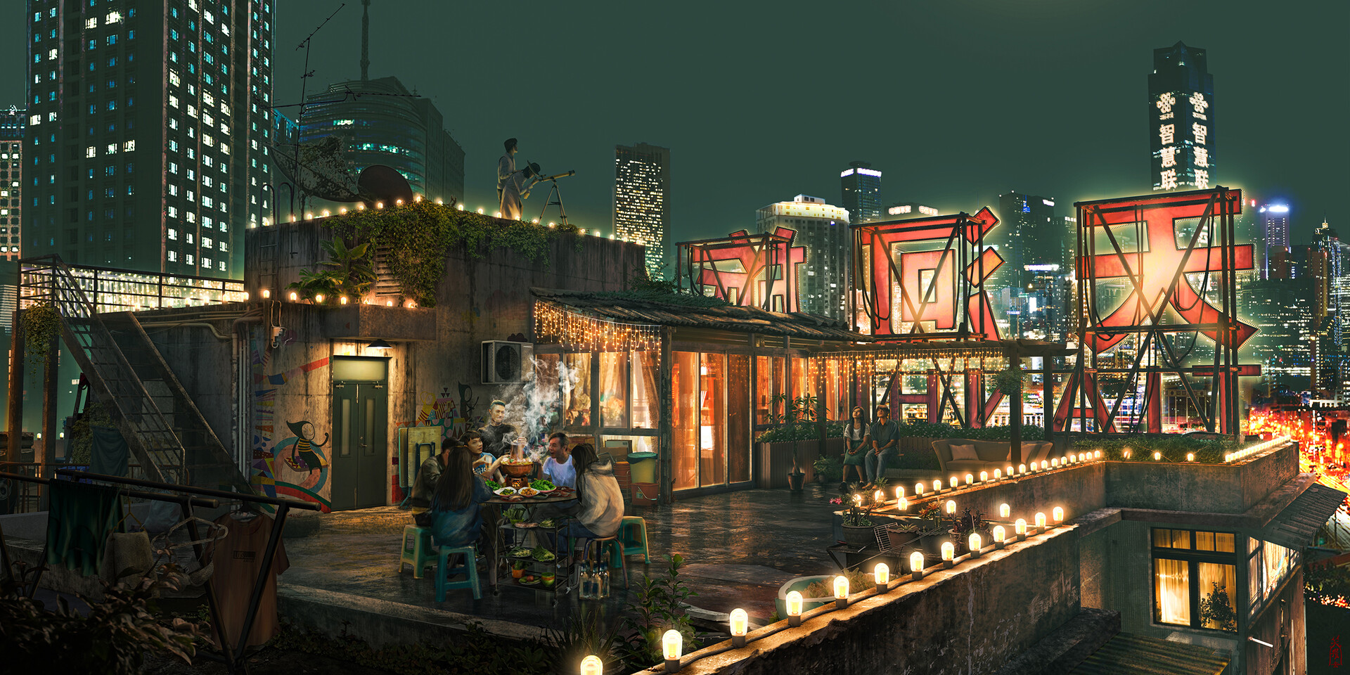 ArtStation - Hotel roof 天台