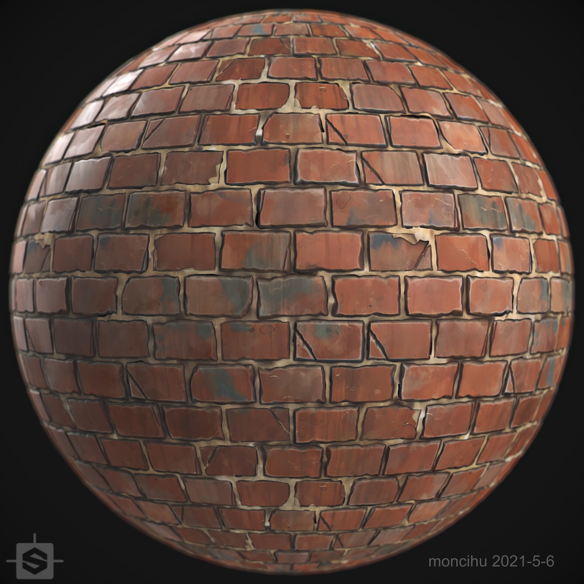 ArtStation - Stylized Red Brick Wall by Monci Hu