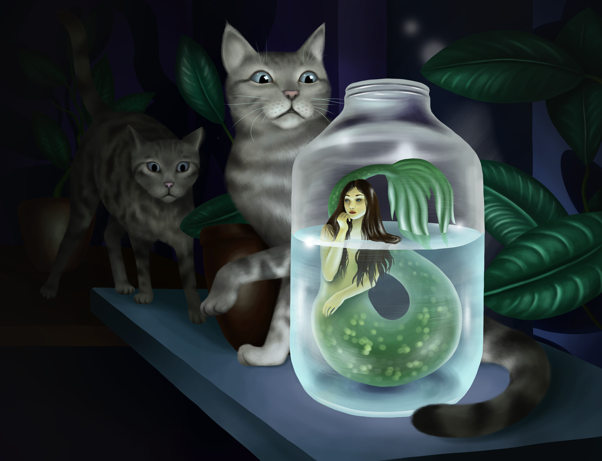 ArtStation - Cat with mermaid