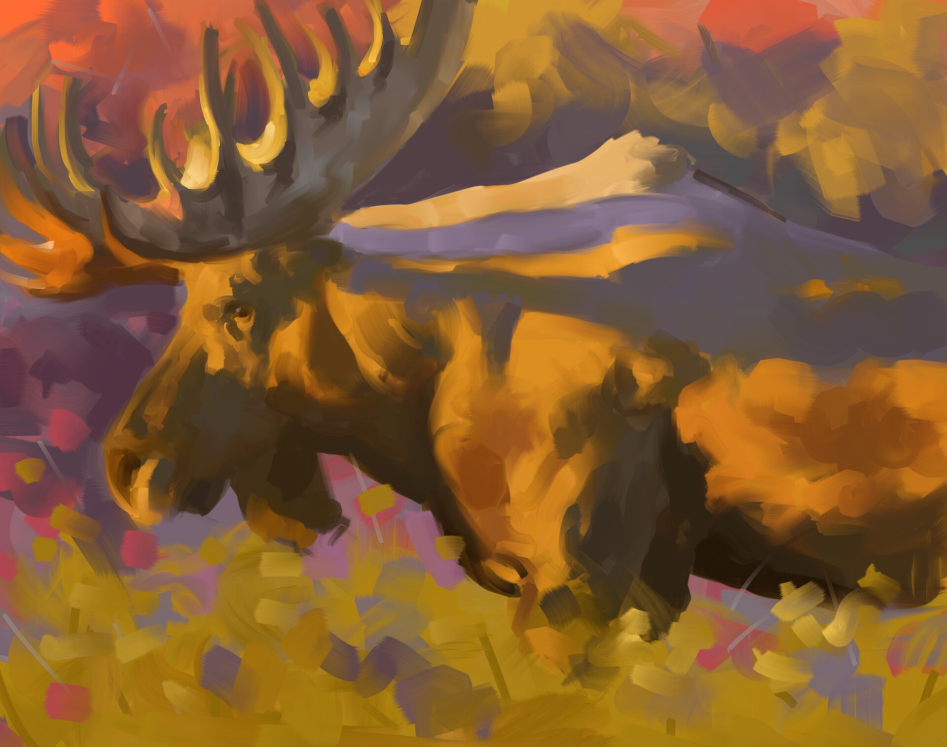 ArtStation - Moose sunset