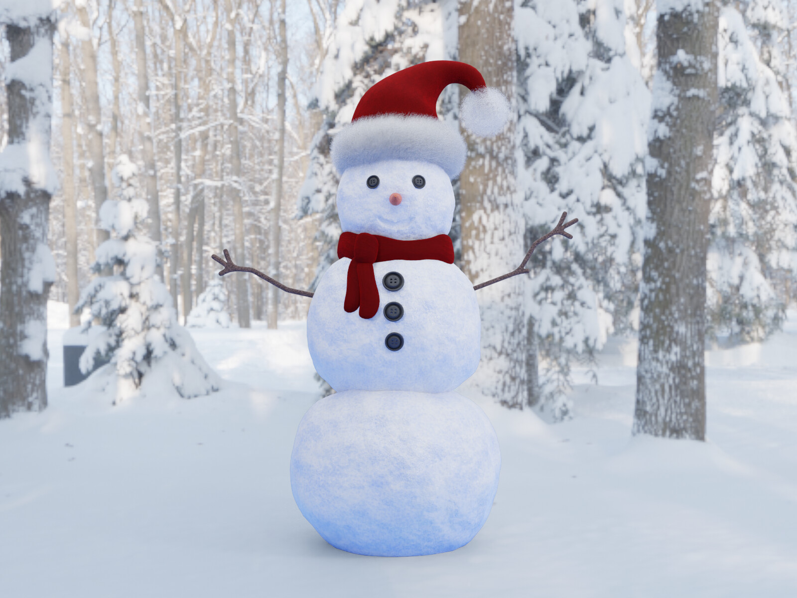 ArtStation - Snowman with Santa Hat