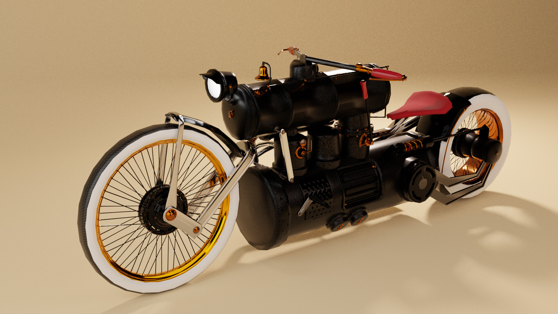 ArtStation - Lowpoly steampunk motocycle.