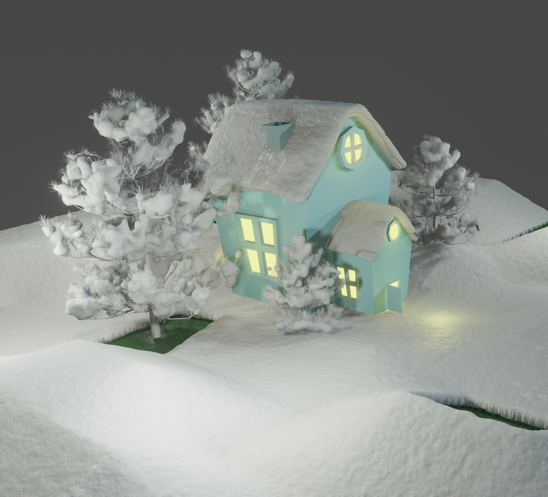 ArtStation - Snowy Winter House