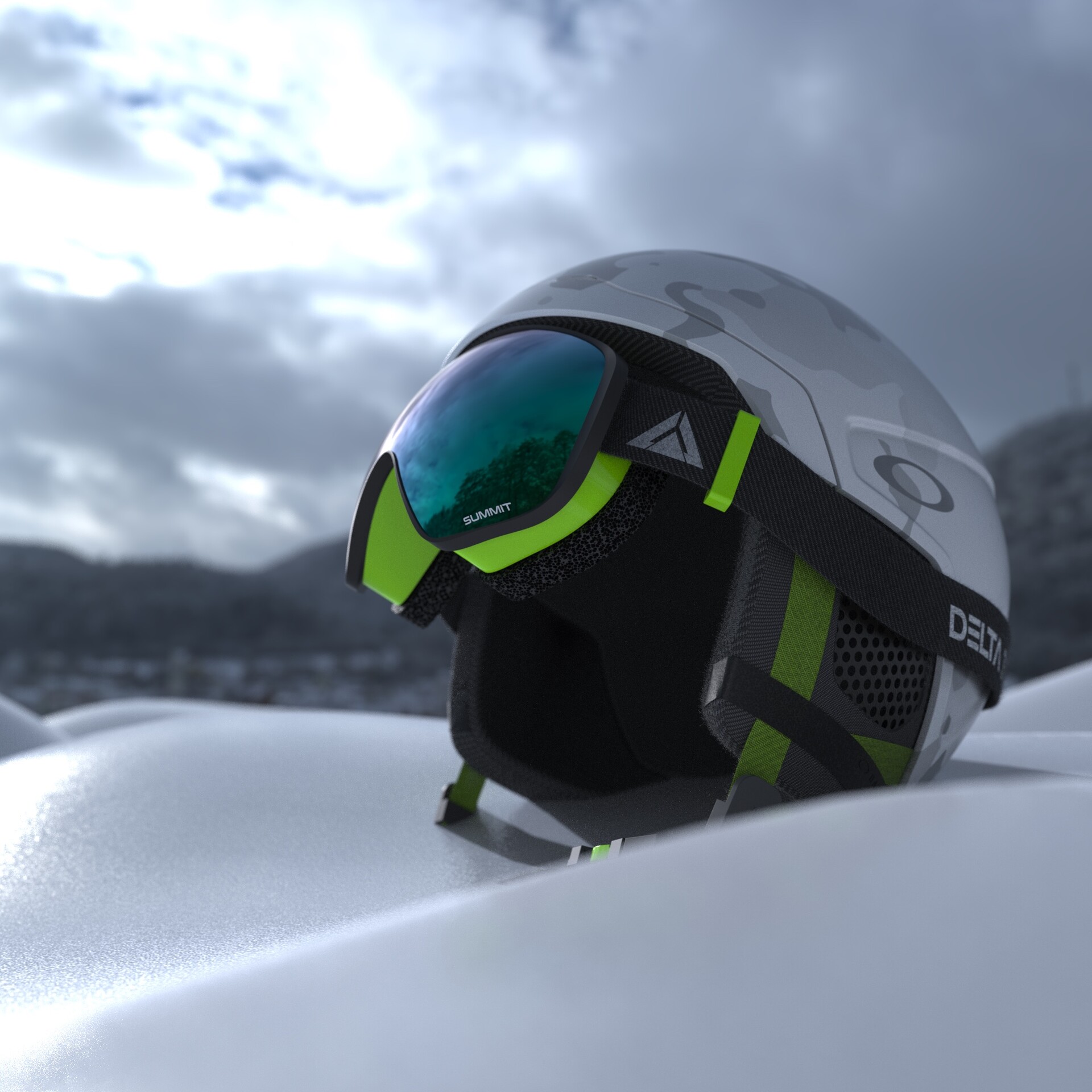 ArtStation - Snowboarding Helmet on Snow