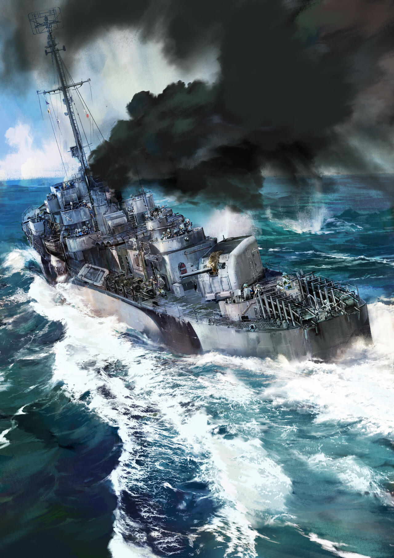 ArtStation - USS Samuel B. Roberts (DE-413)