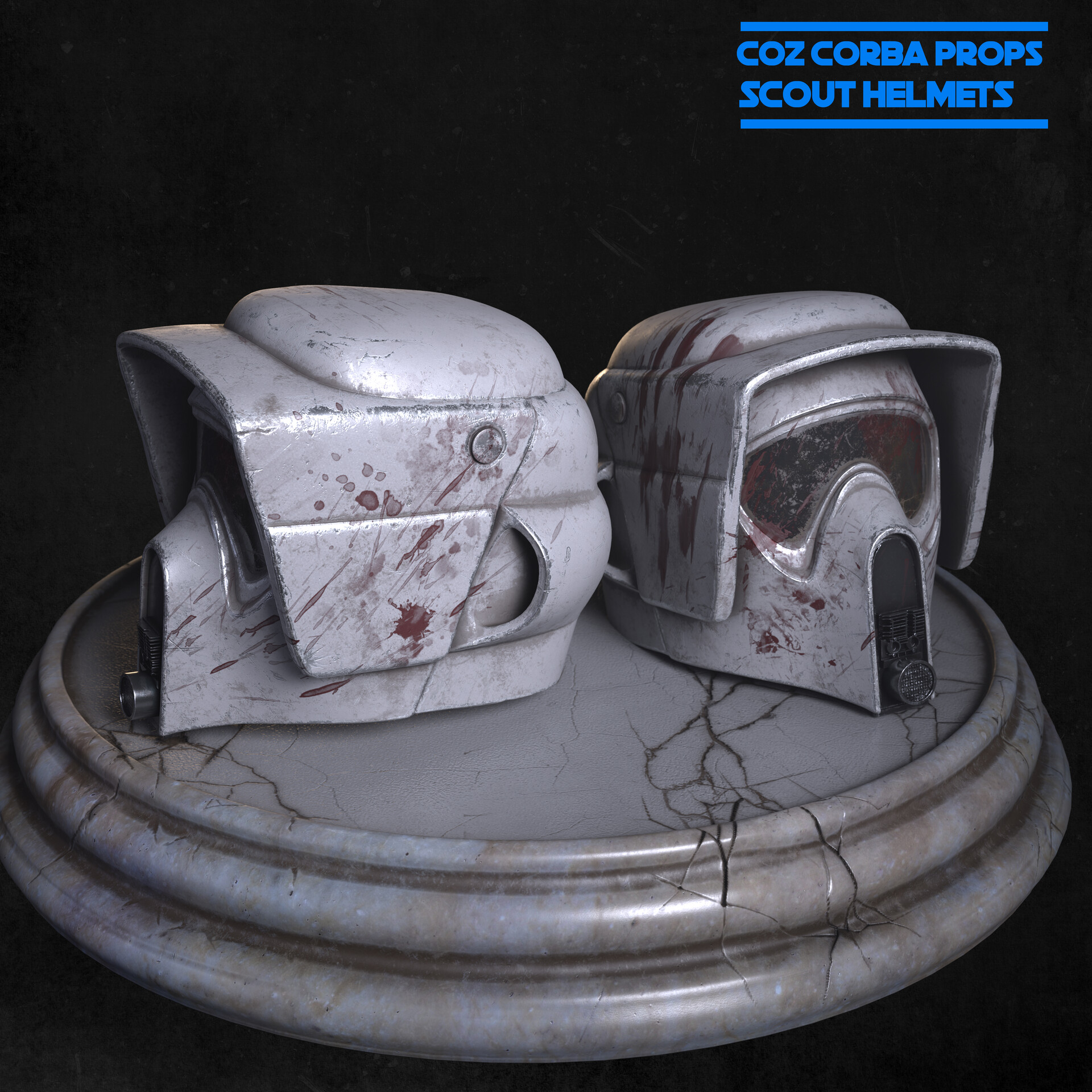 Kristian Bourdage - COZ CORBA - Environment Props - Scout Trooper helmets