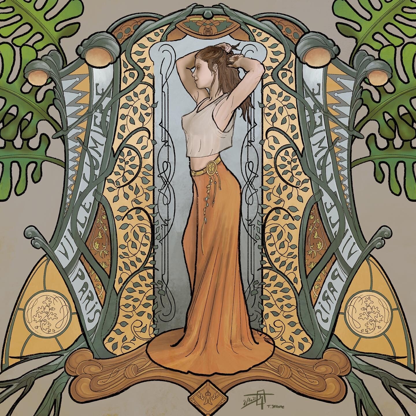 Thomas Jeanne - an illustration inspired by Mucha