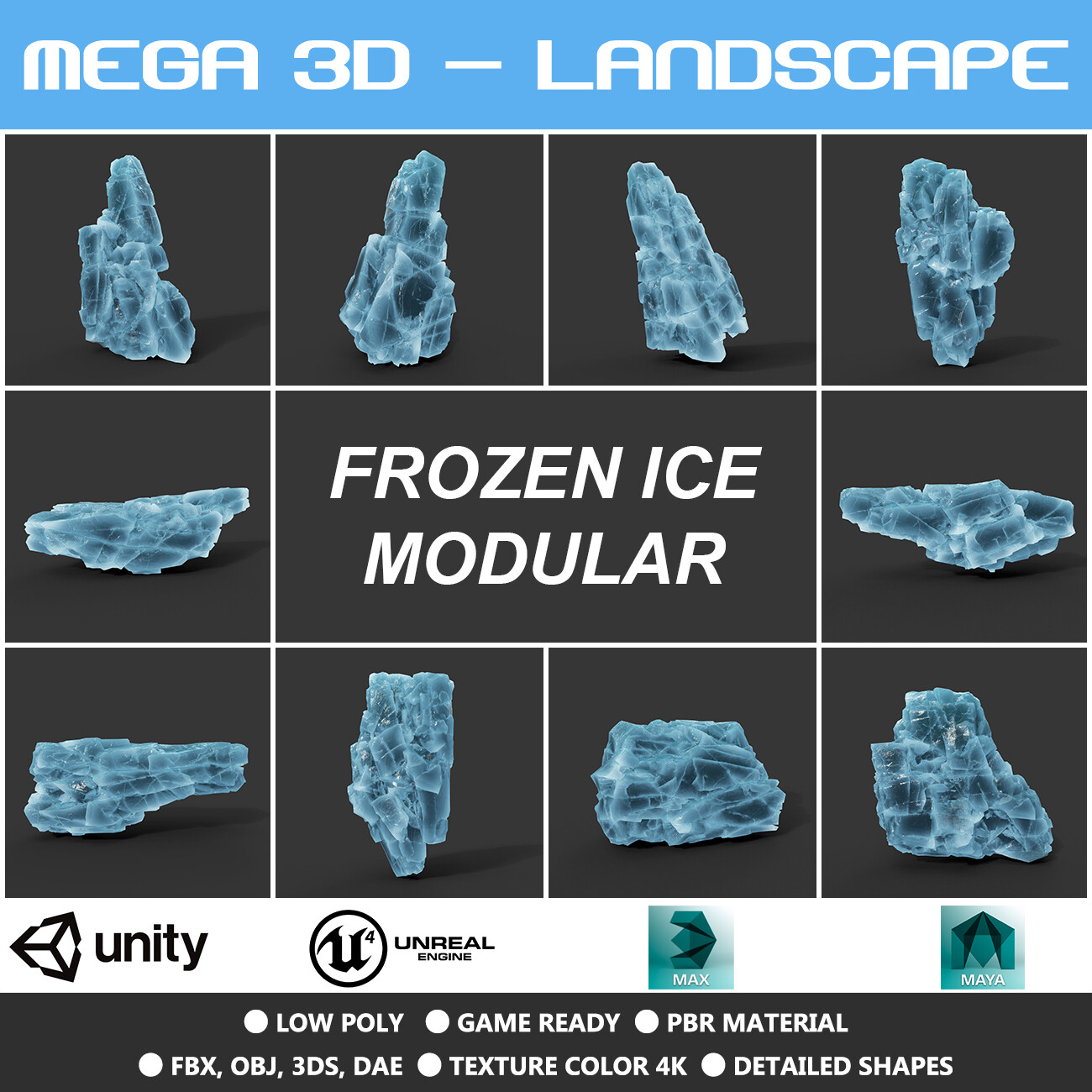 ArtStation - Low poly Ice Block Modular 210811