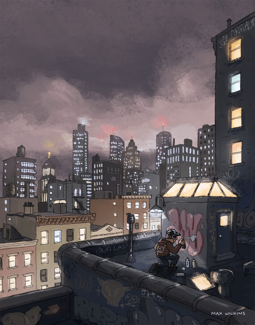 ArtStation - rooftop graffiti