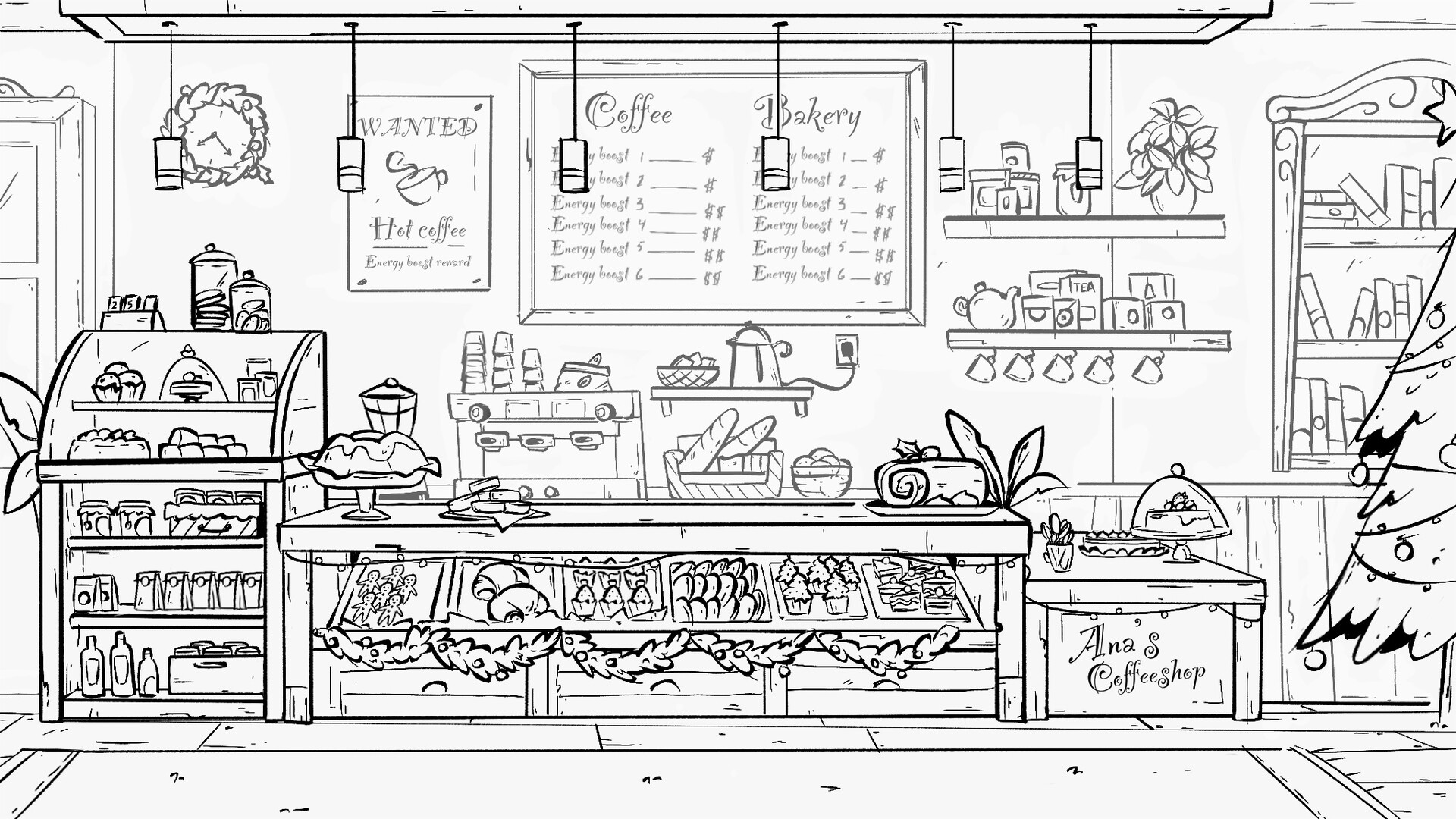 coffee shop coloring pages