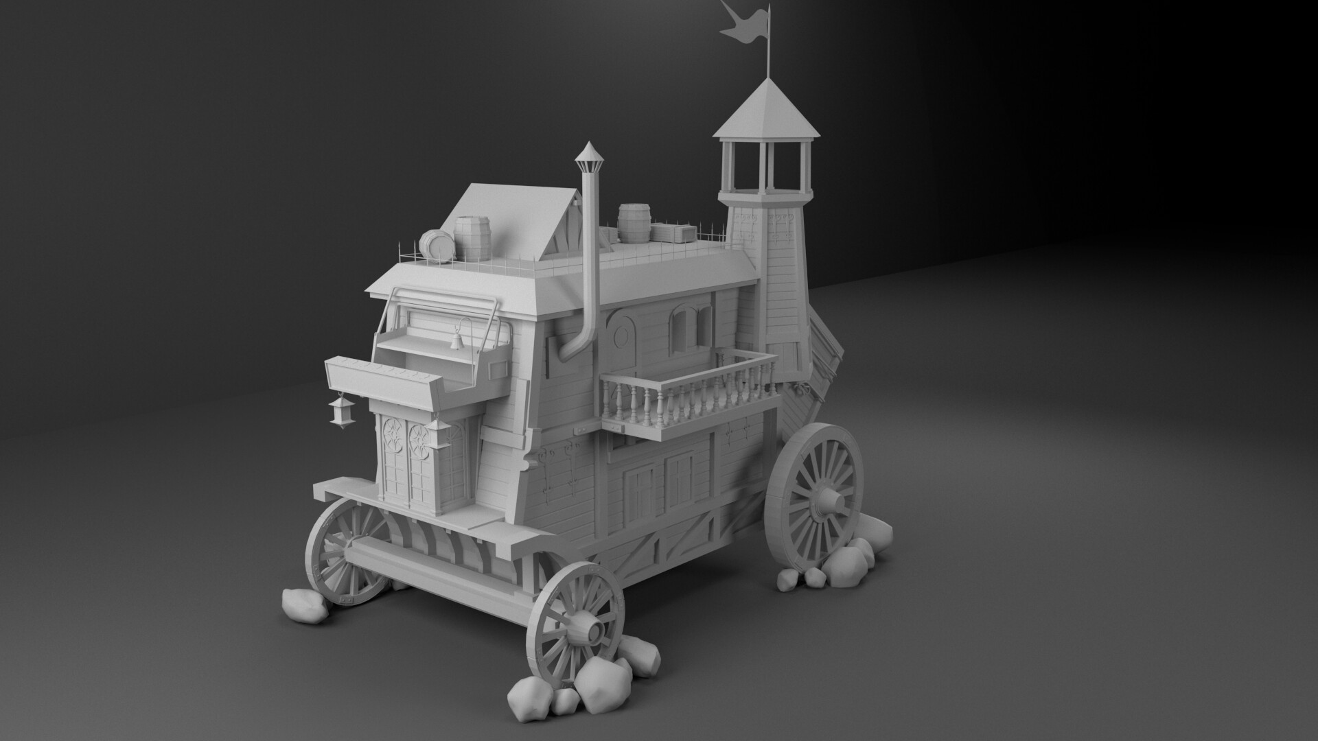 ArtStation - Wooden Wheel House WIP