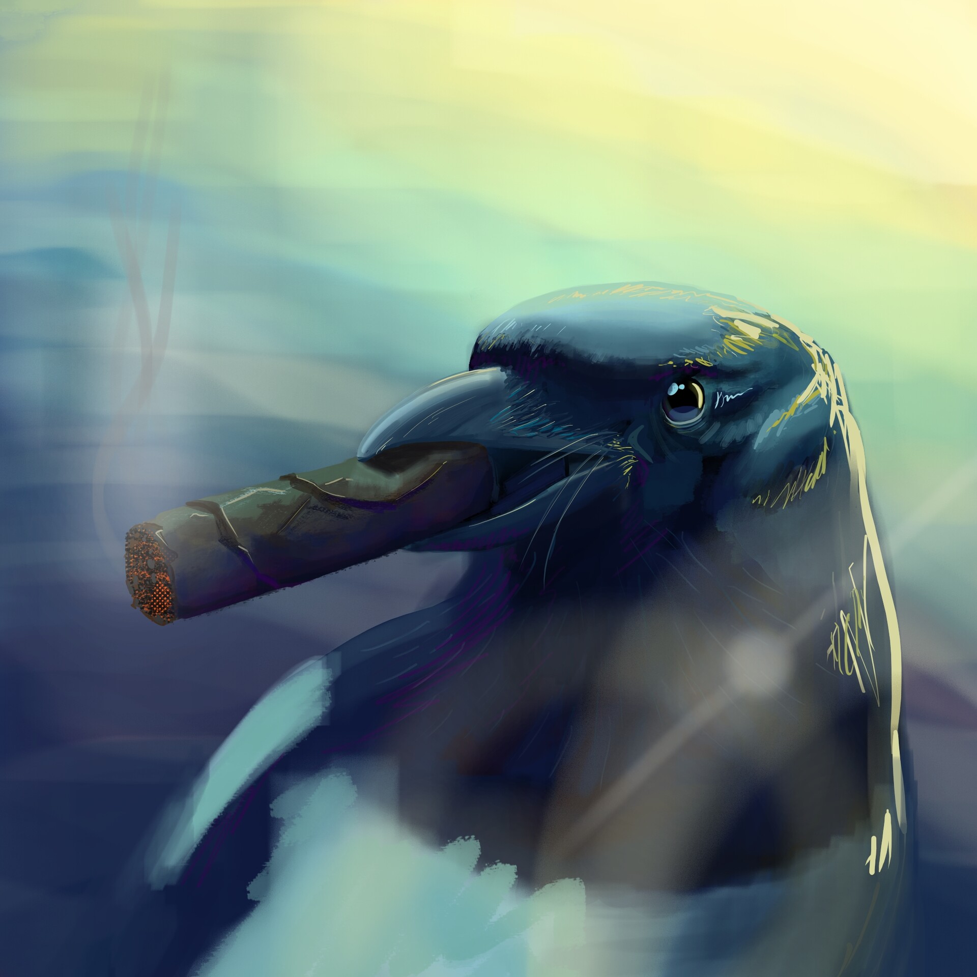 ArtStation - magpie with a cigar