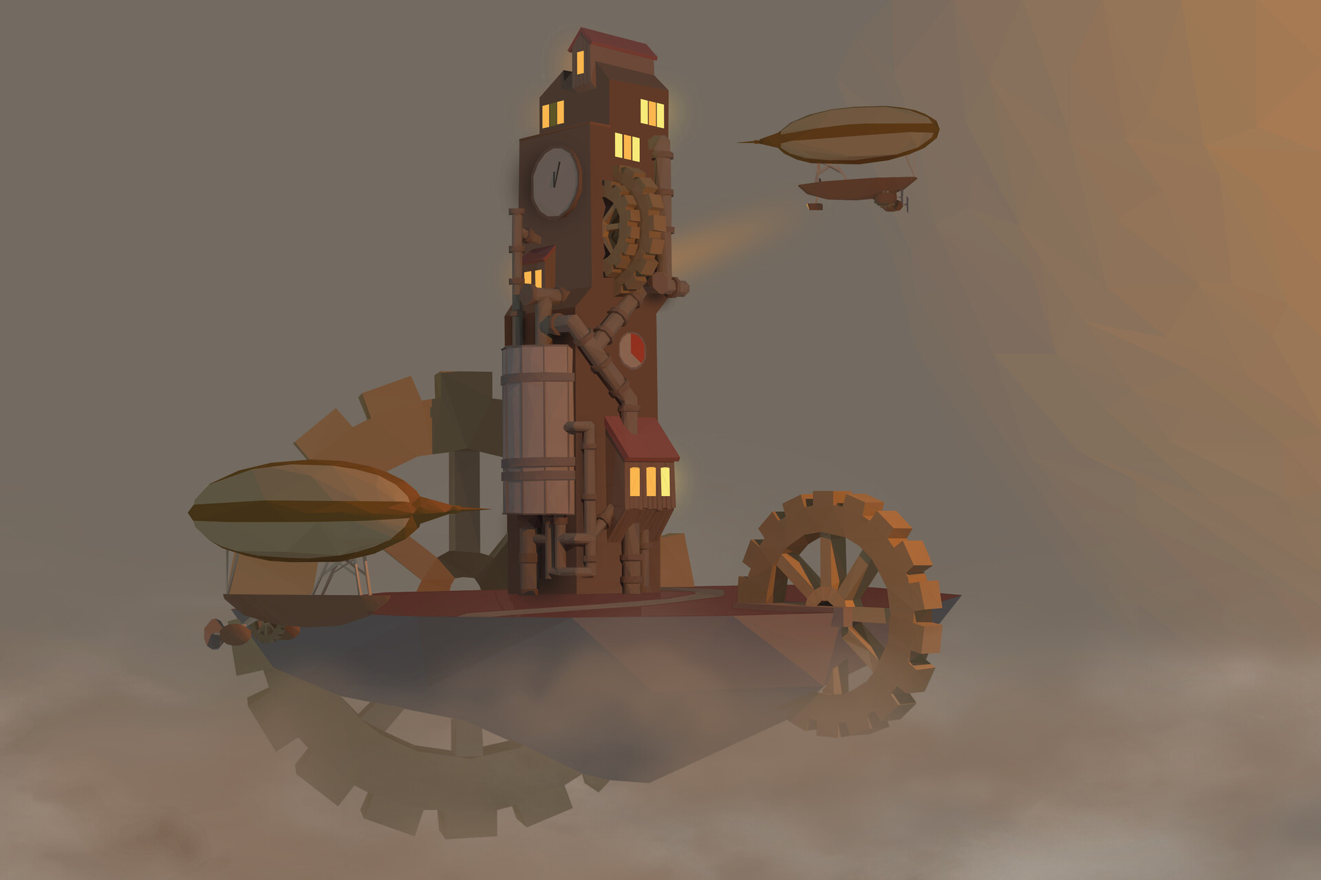 Steampunk Floating Island