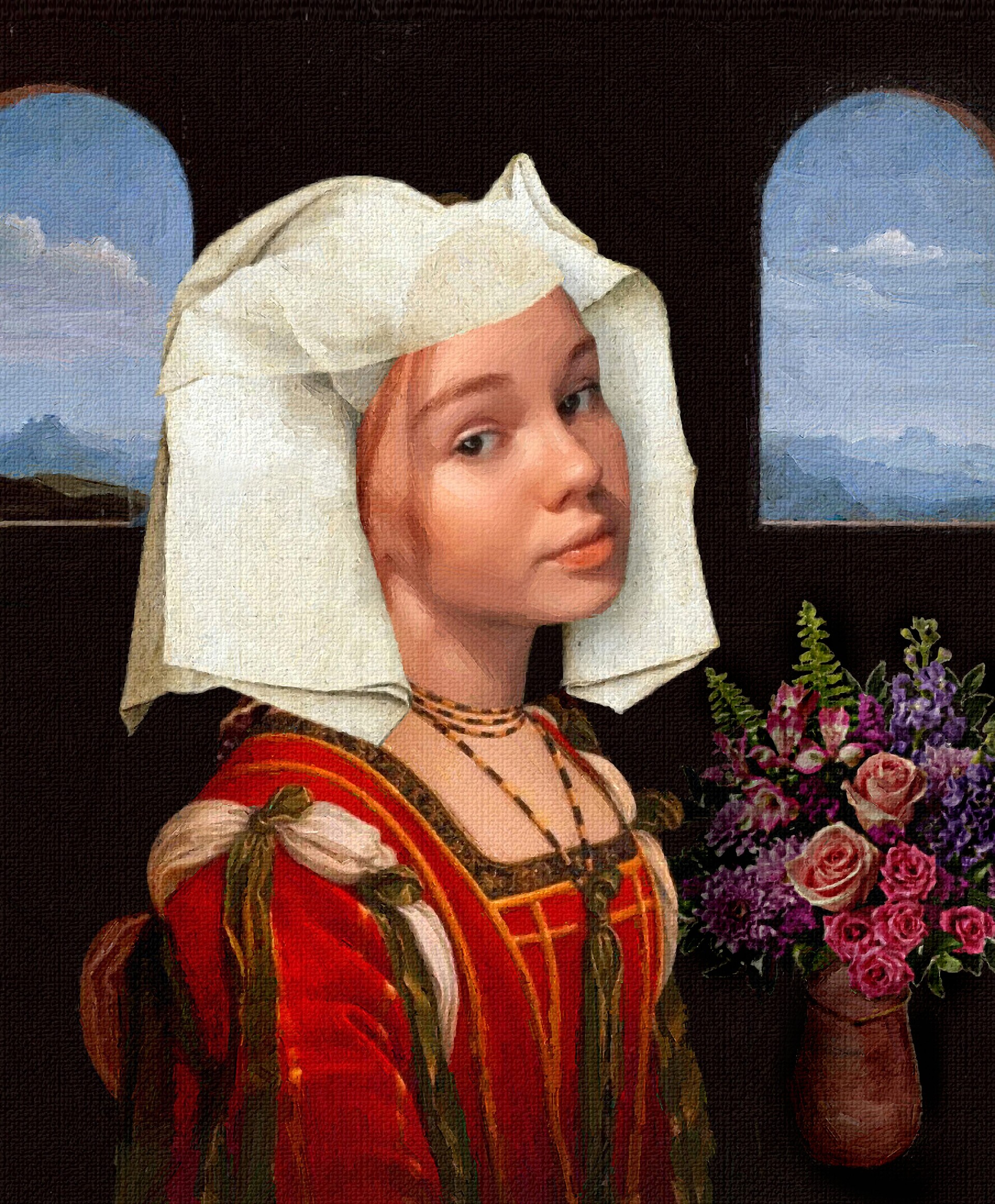 ArtStation - Madonna. Old oil painting on canvas. Girl and flowers. Raffaello, Madonna, oil ...