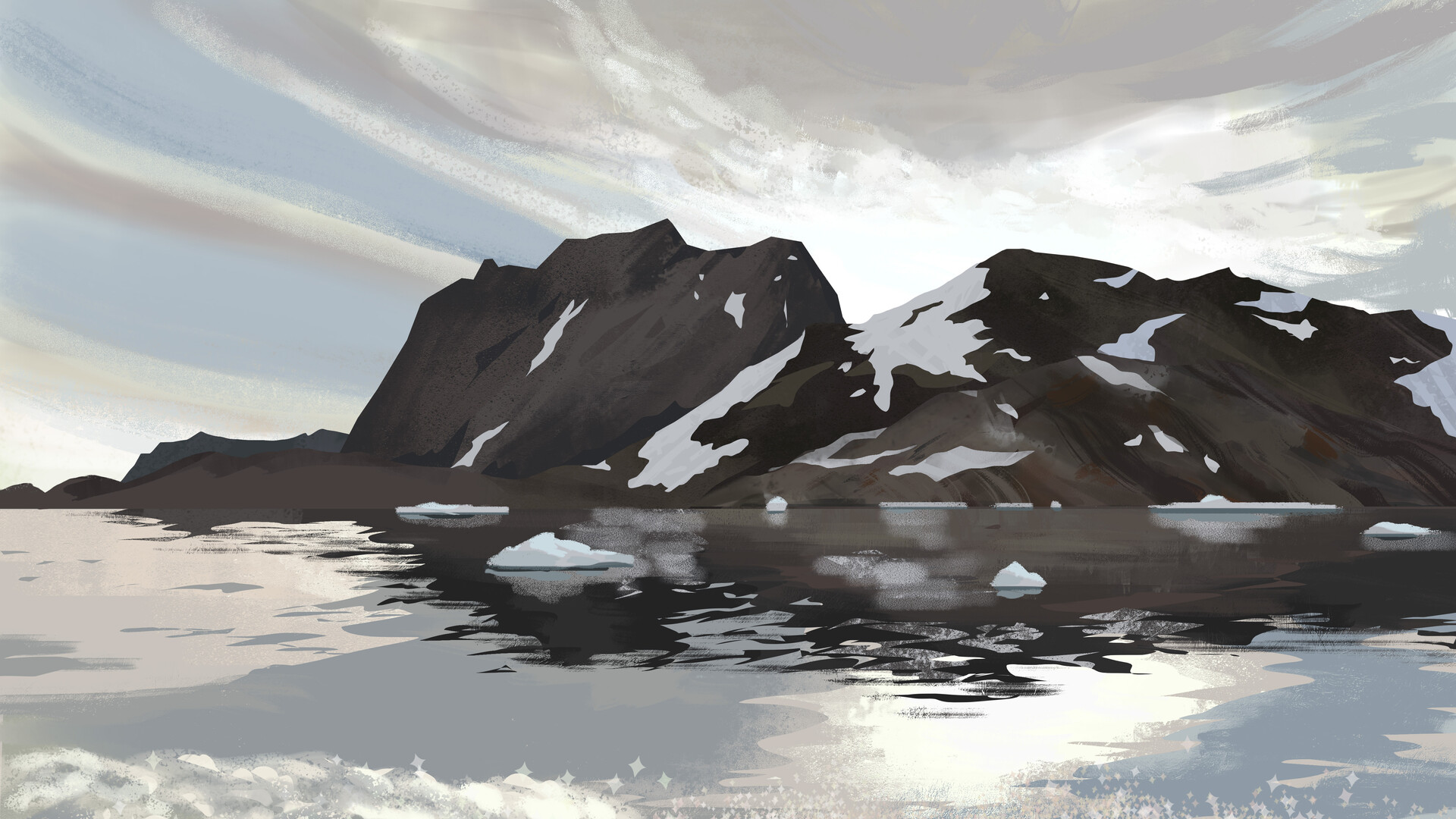 ArtStation - Cloudy Mountain Lake
