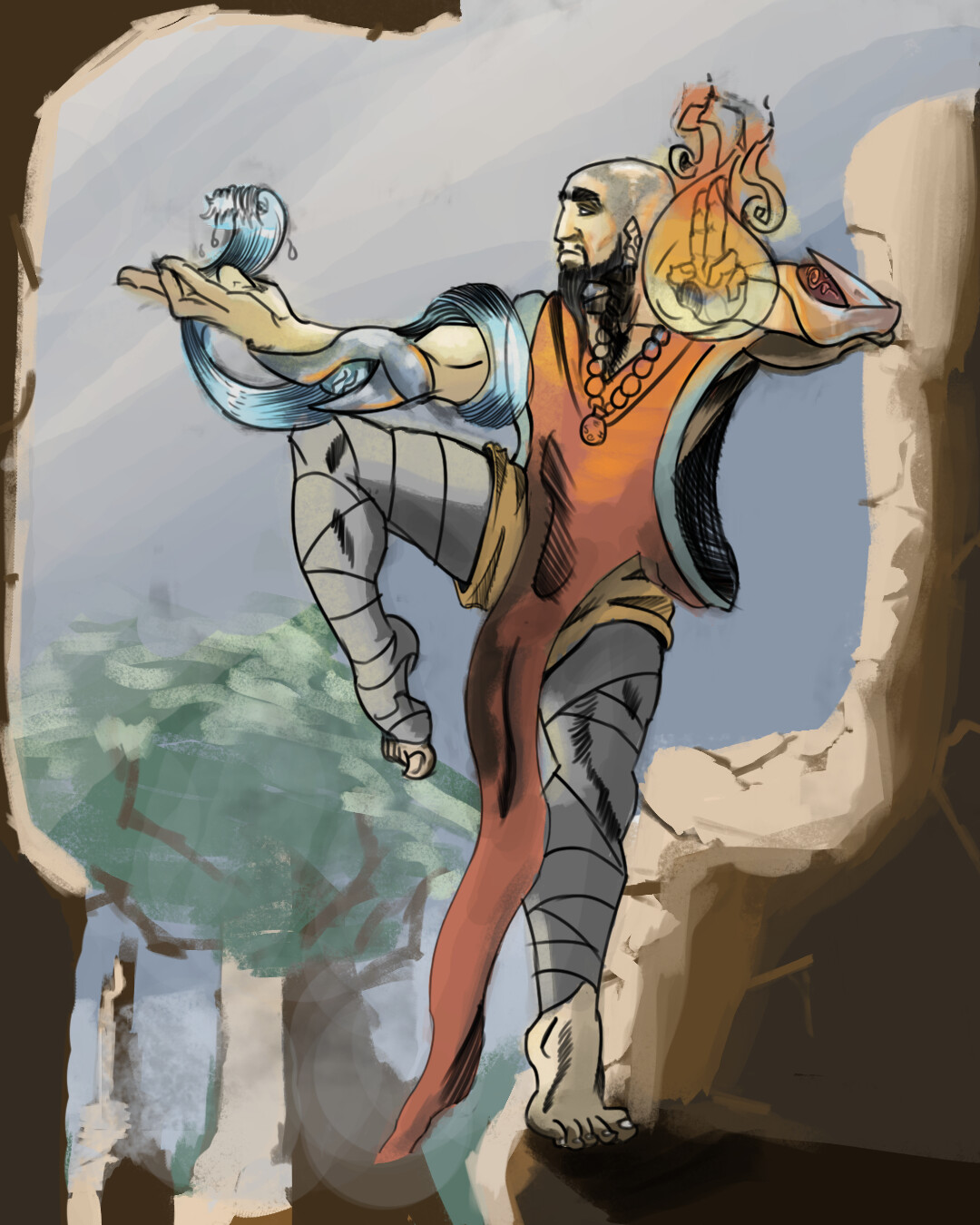 ArtStation - Elemental Mage Monk