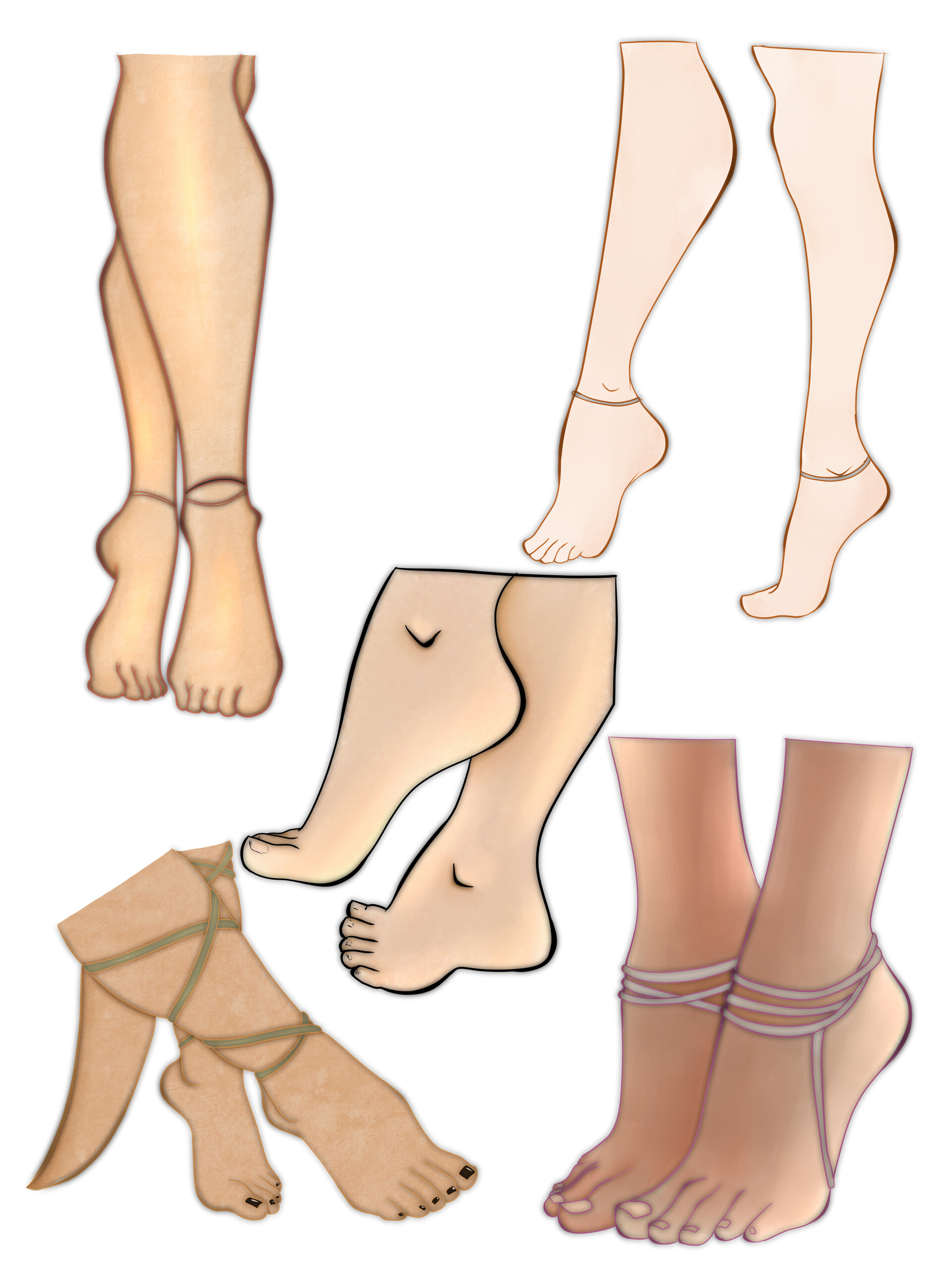 how to draw anime female feet