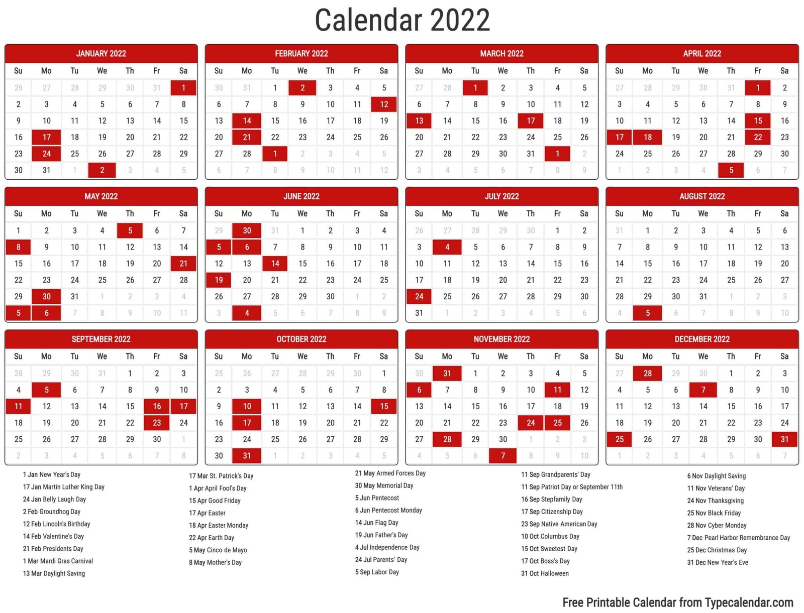 2022 Calendar - 2022 Calendar
