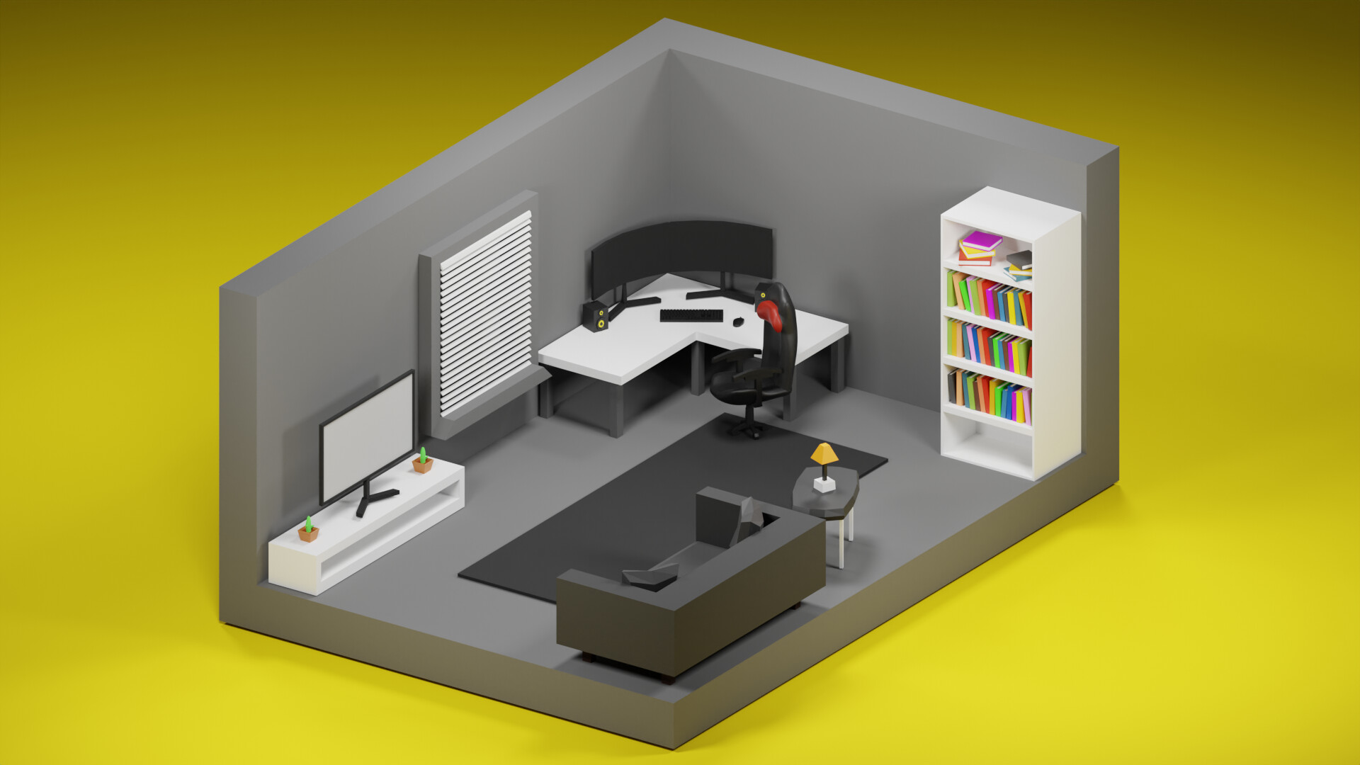 ArtStation - Low poly Gaming Room