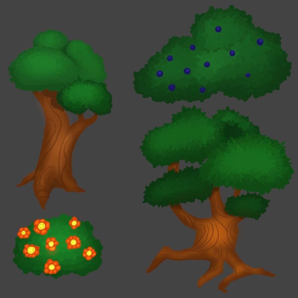 ArtStation - 2d trees and bushes