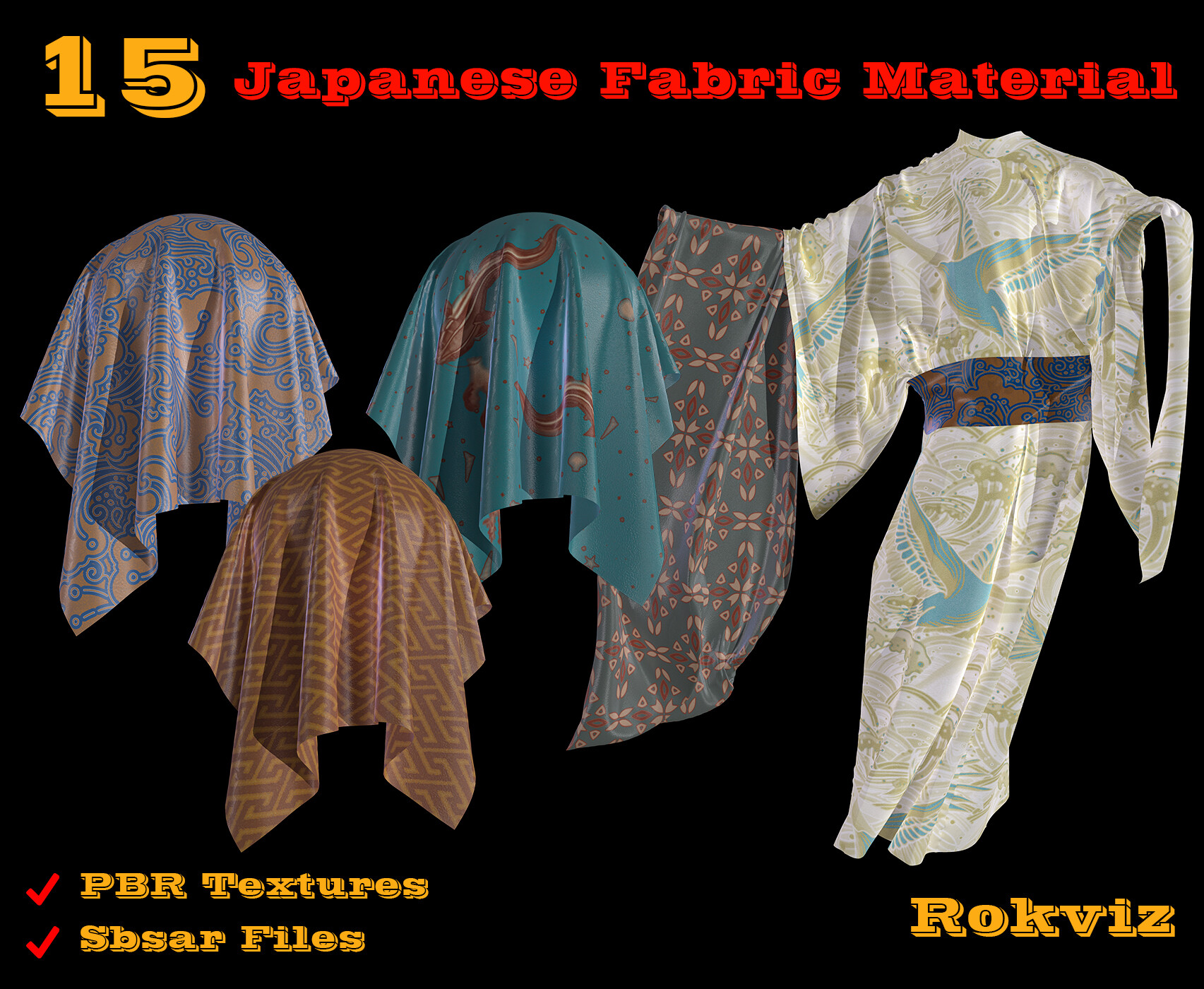 ArtStation - 15 PBR Japanese Fabric Material + SBSAR