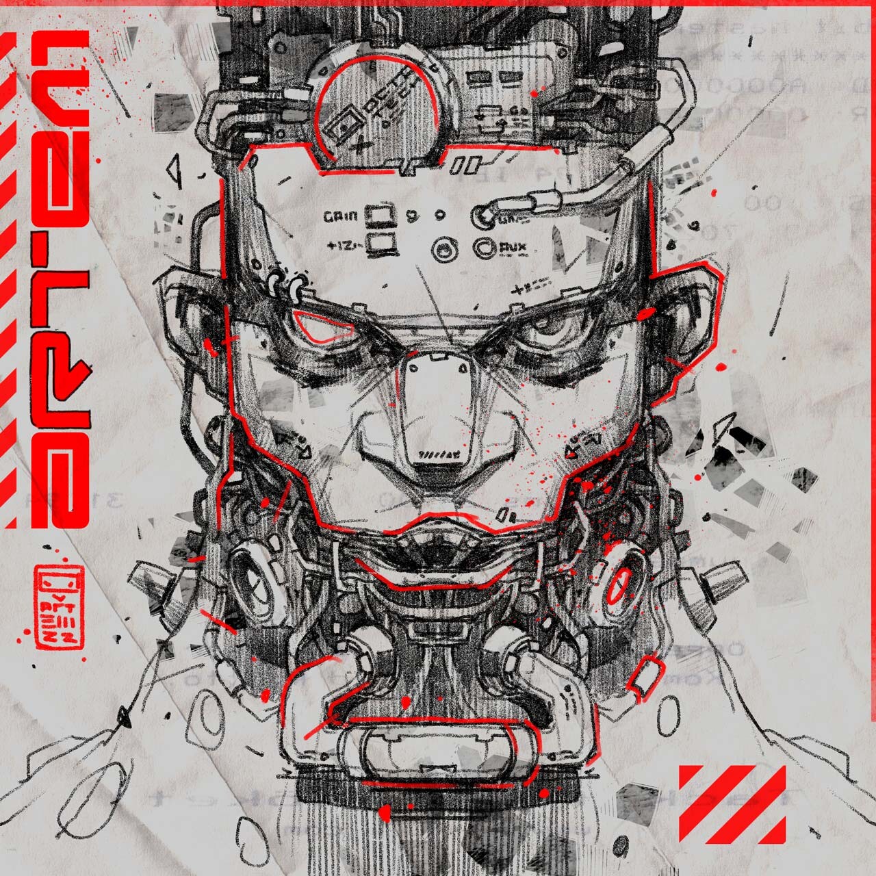 ArtStation - Techno head Sketch