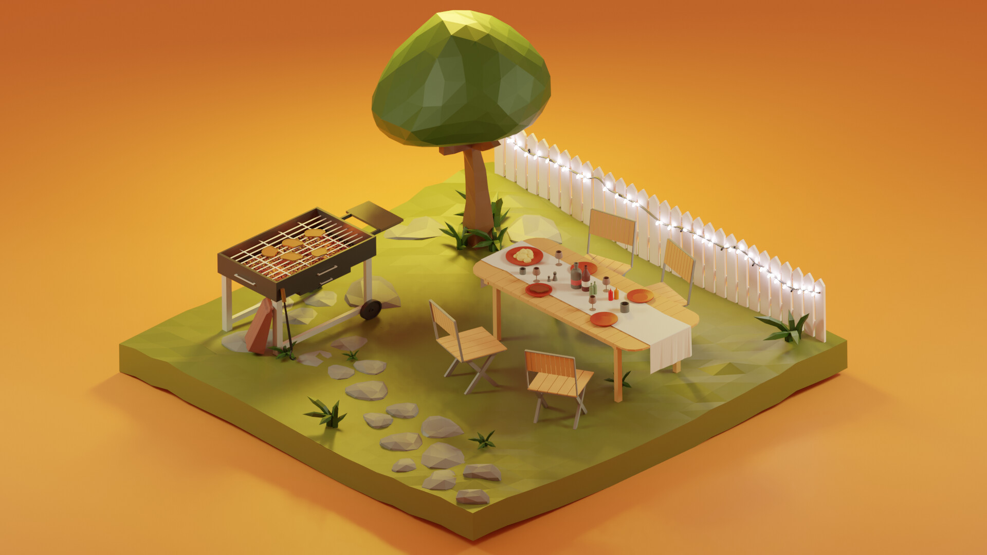 ArtStation - Low Poly Little BBQ