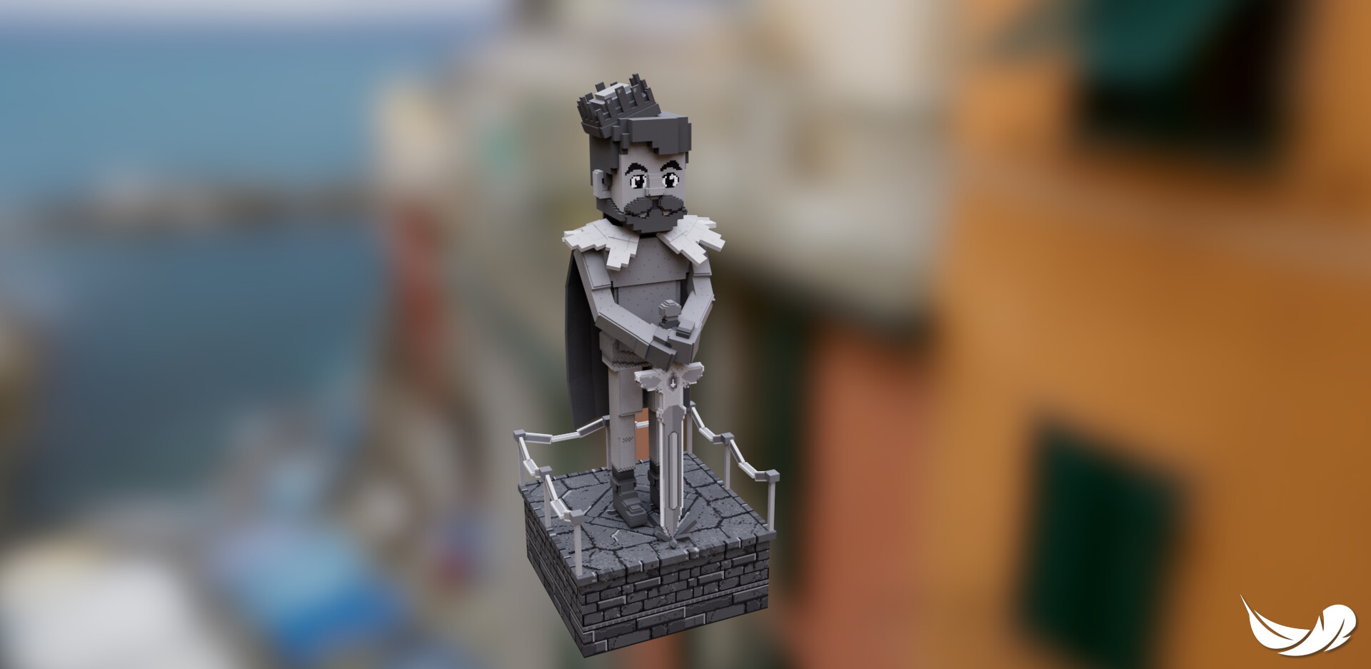 ArtStation - Simple king stone statue