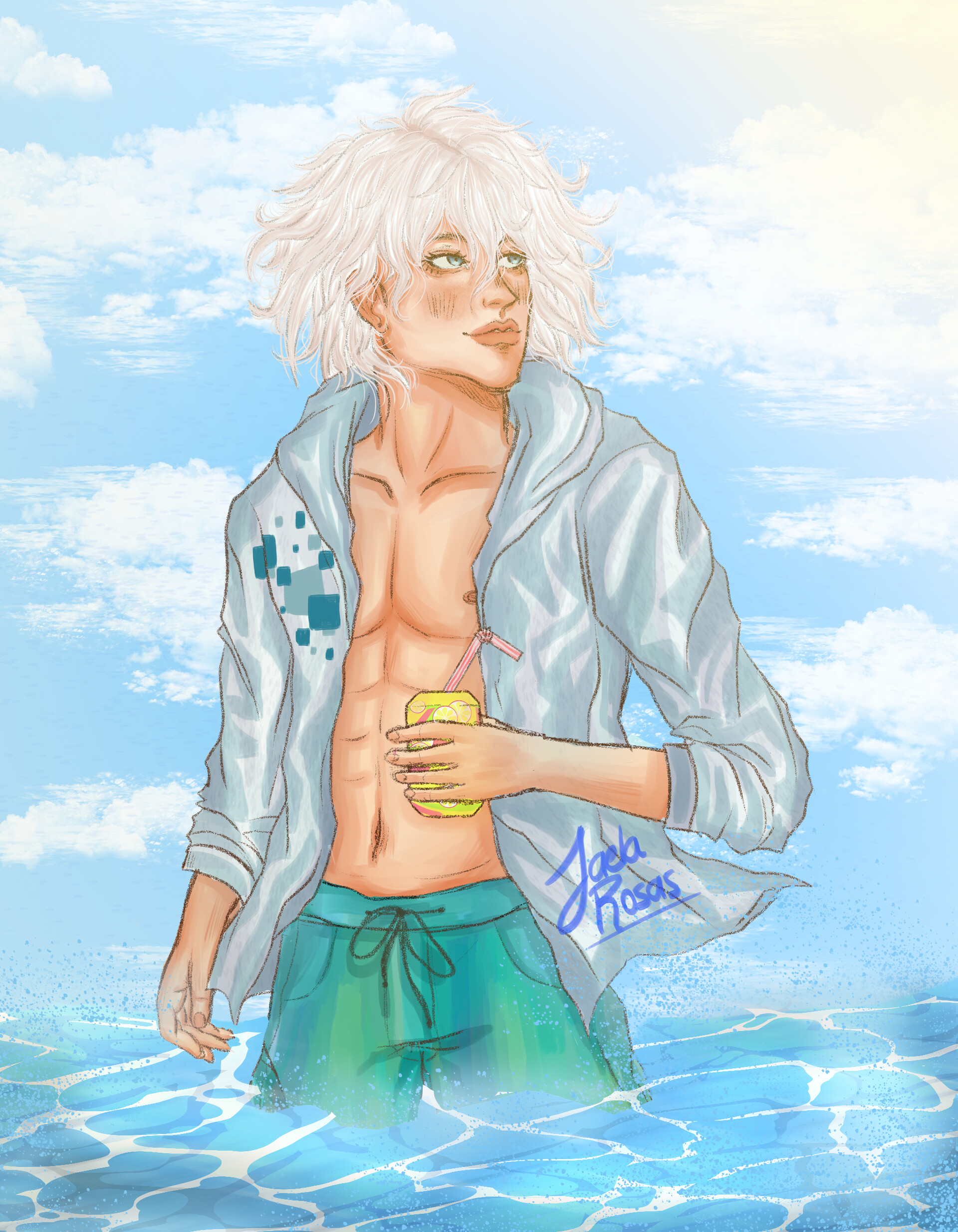 ArtStation - Nagito on the beach