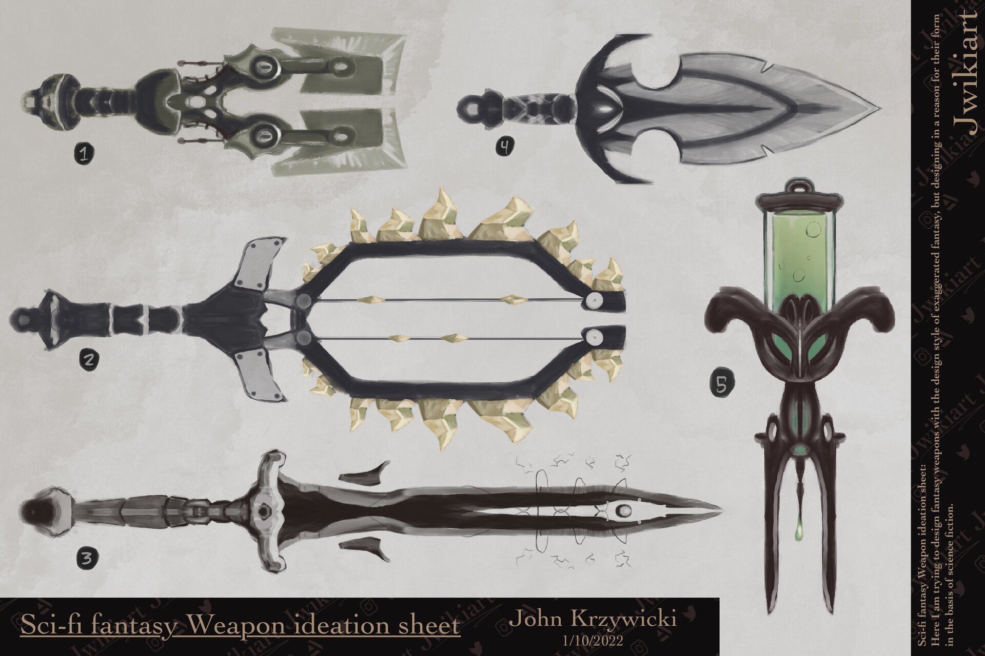 ArtStation - Sci-fi fantasy Weapon design sheet
