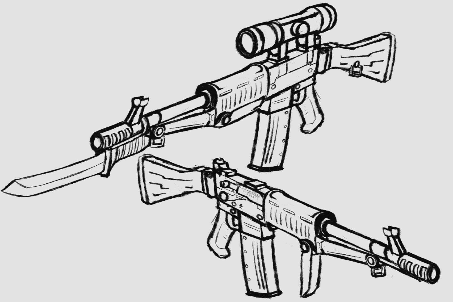 how to draw fortnite hunting rifle