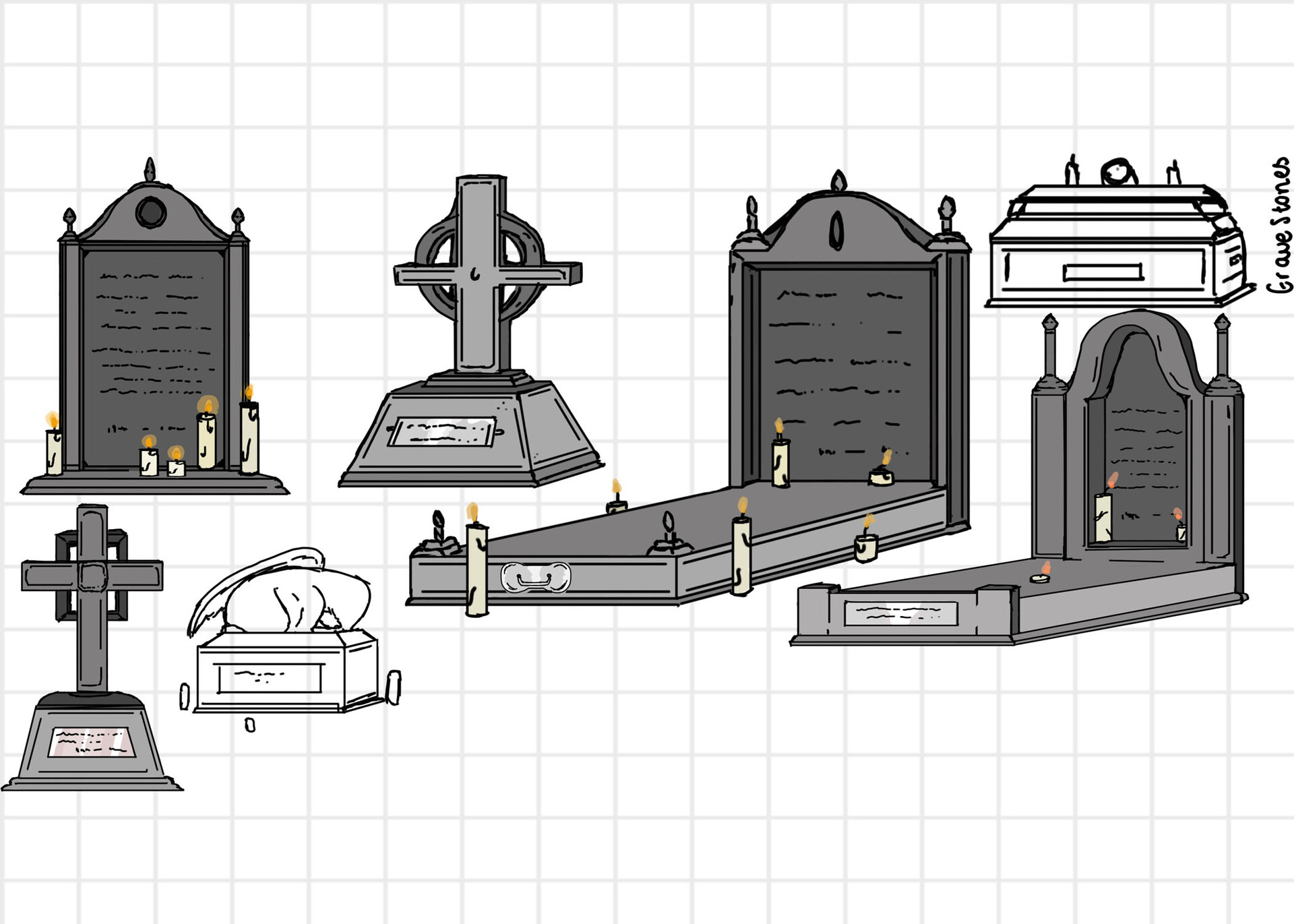 A - Gravestone: 3D modelling assessment (2019: 2nd year of college)