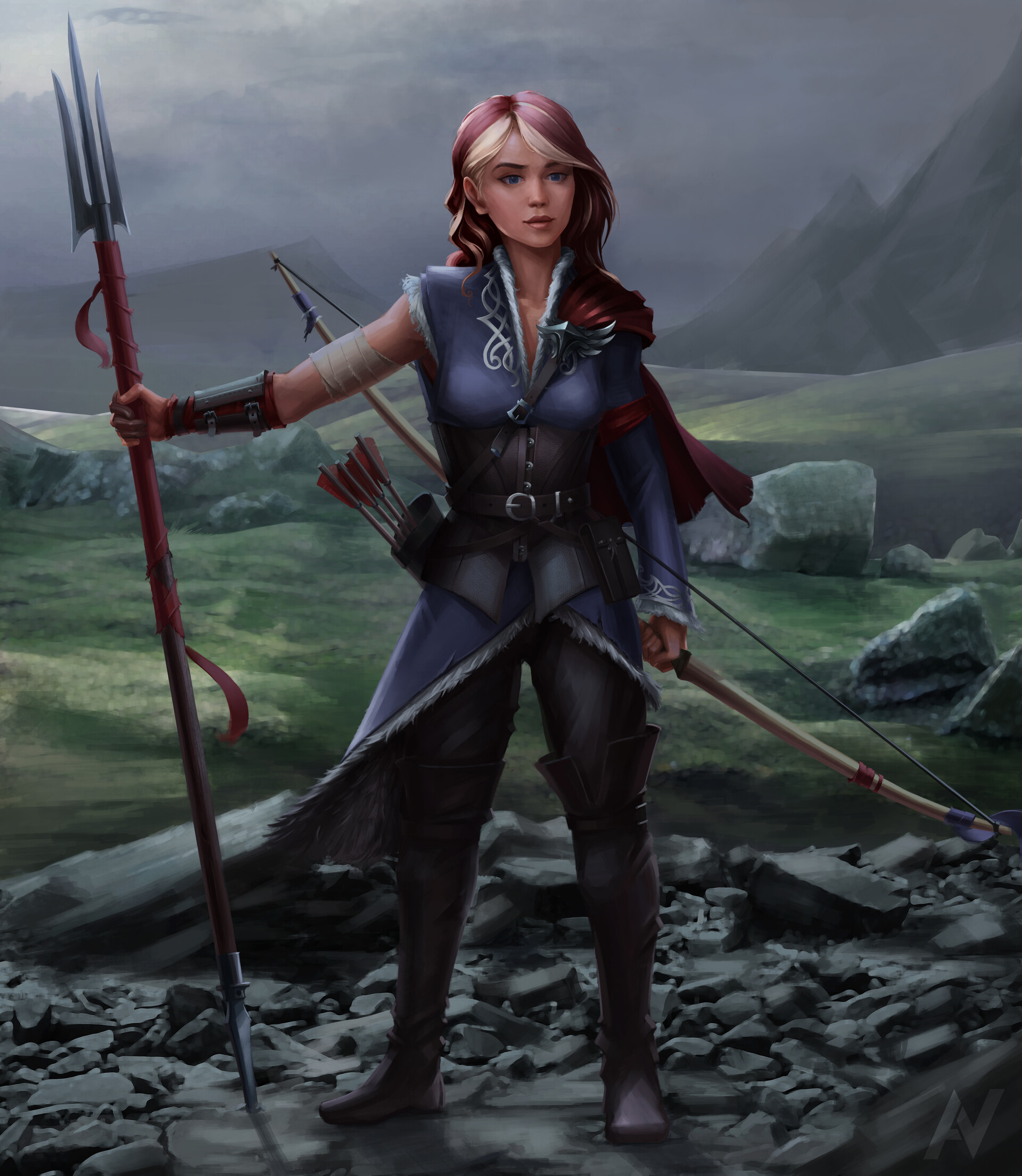 ArtStation - Enora, human archer DnD commission