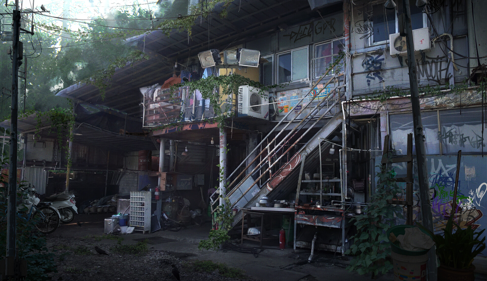 ArtStation - overgrown factory