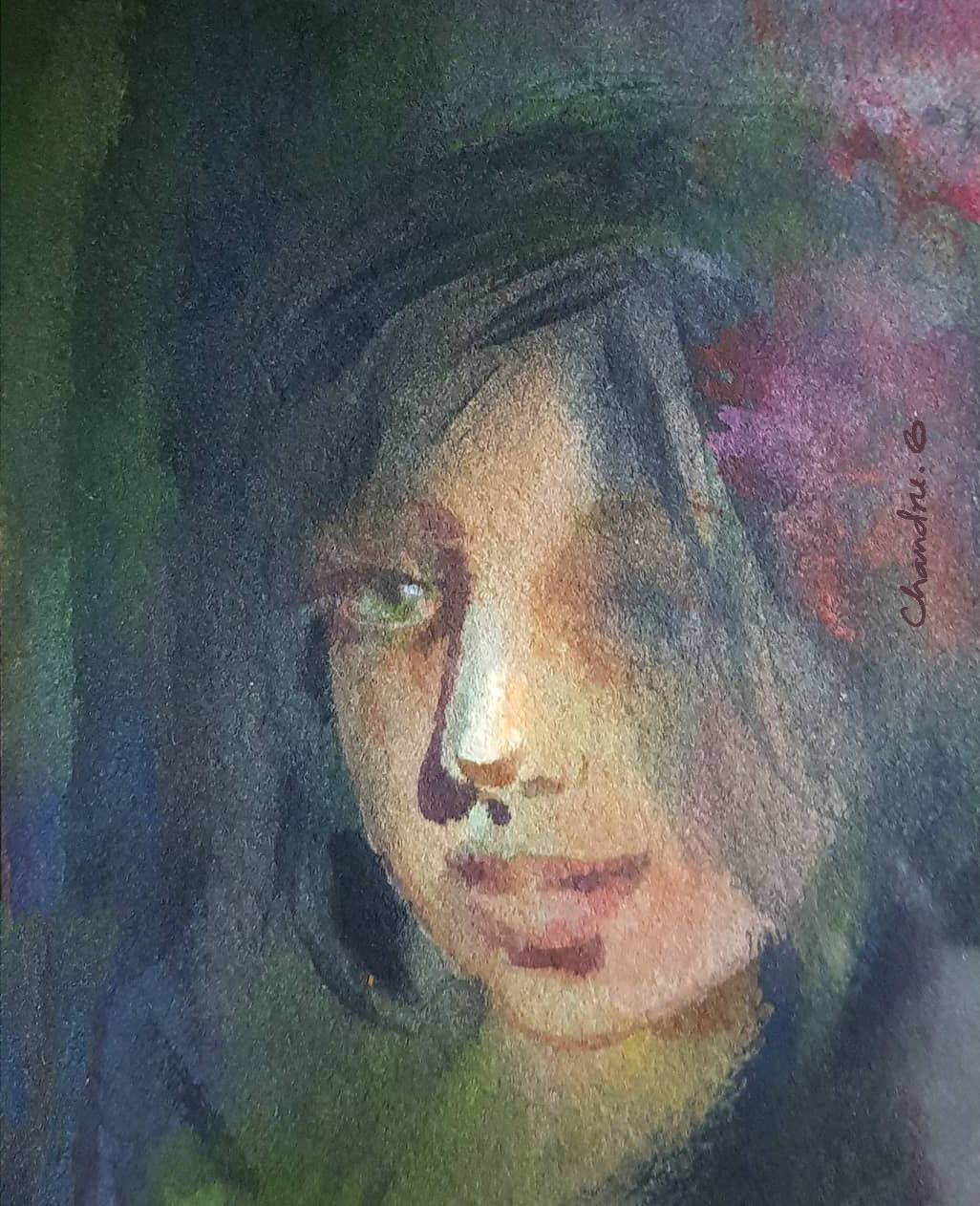 ArtStation - Girl watercolor painting