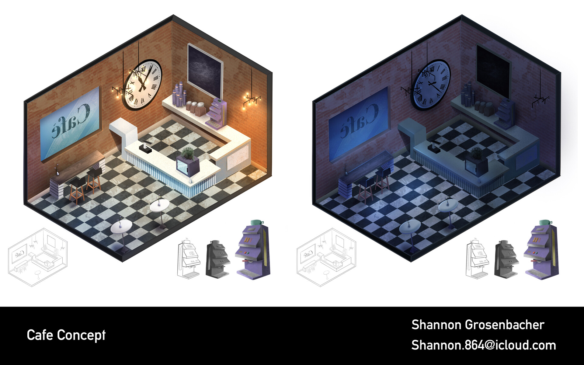 ArtStation - Orthographic Cafe Concept