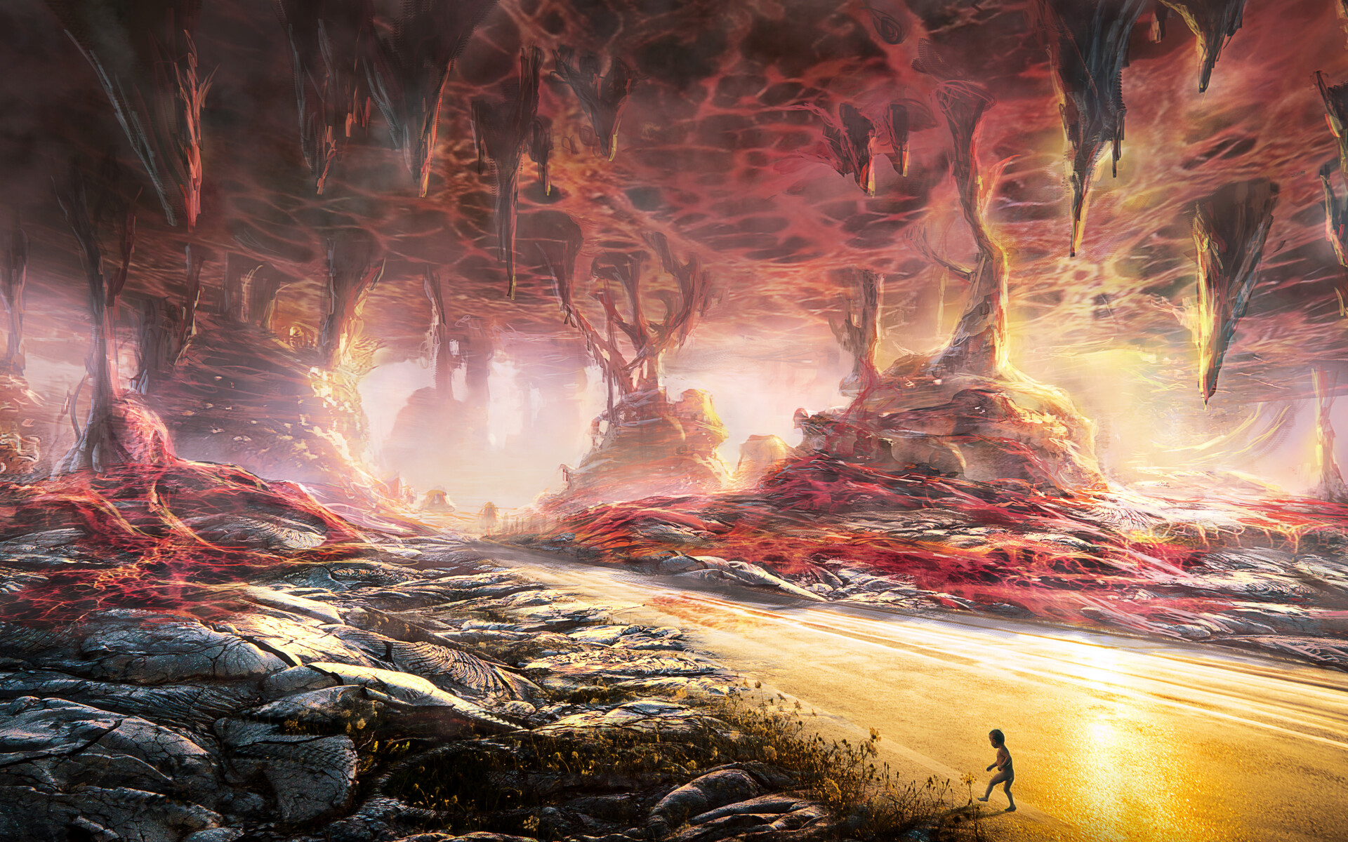 ArtStation - Creepy road at the upside down world